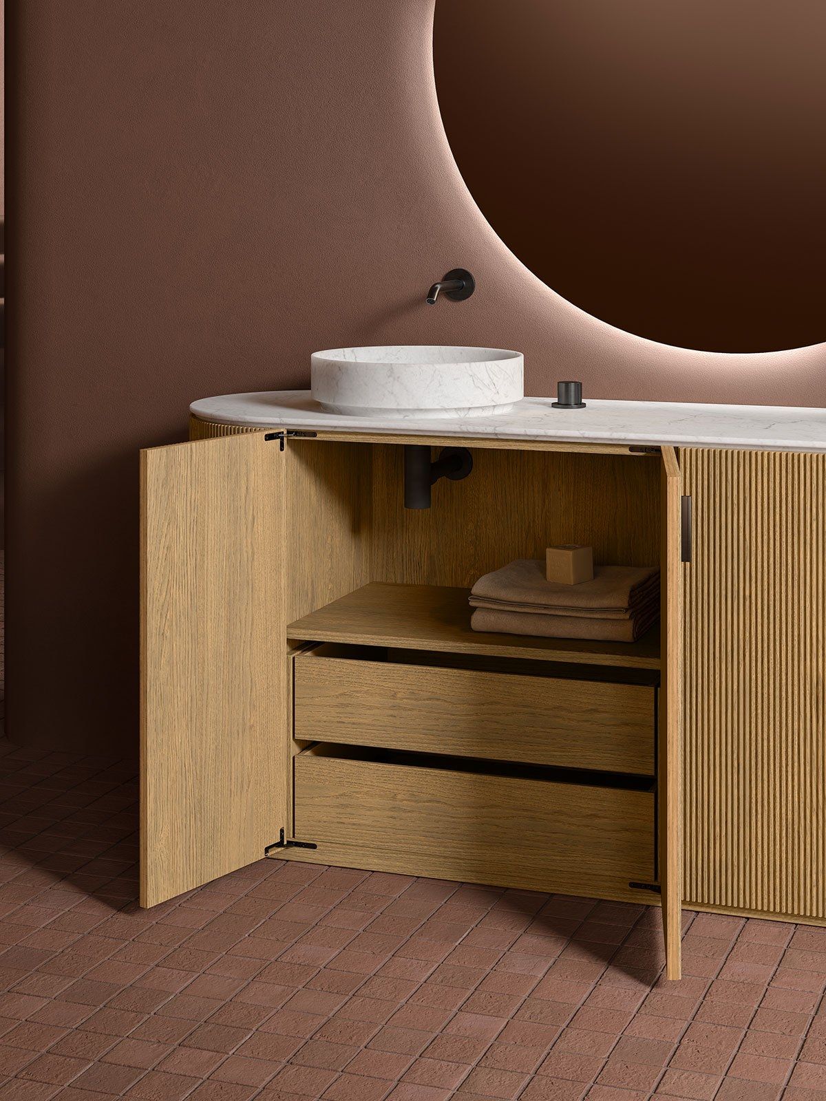 GRATE | Oak vanity unit By INBANI