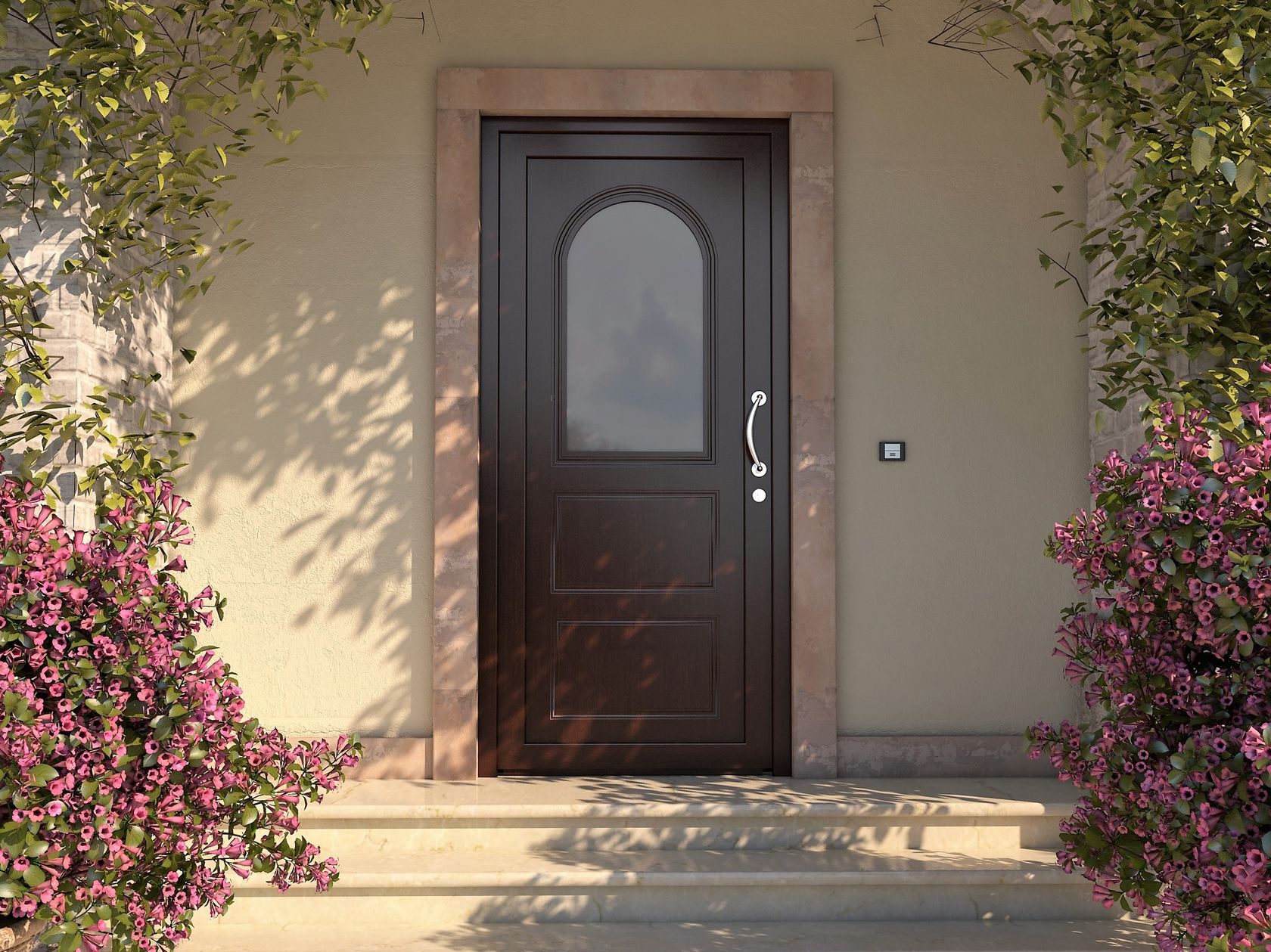 Porta d'ingresso con pannelli in vetro Porta d'ingresso in PVC con ...