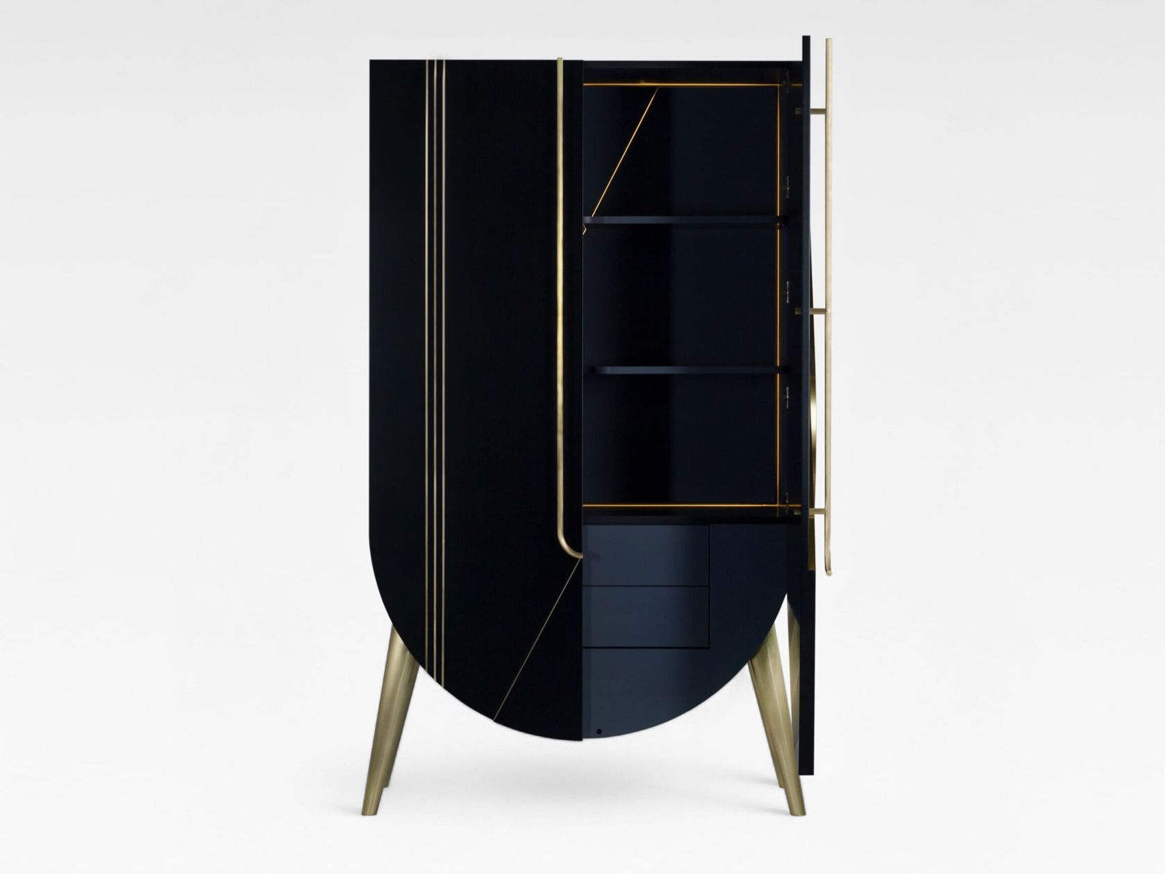 SAQRIS Wooden highboard with integrated lighting By Greenapple
