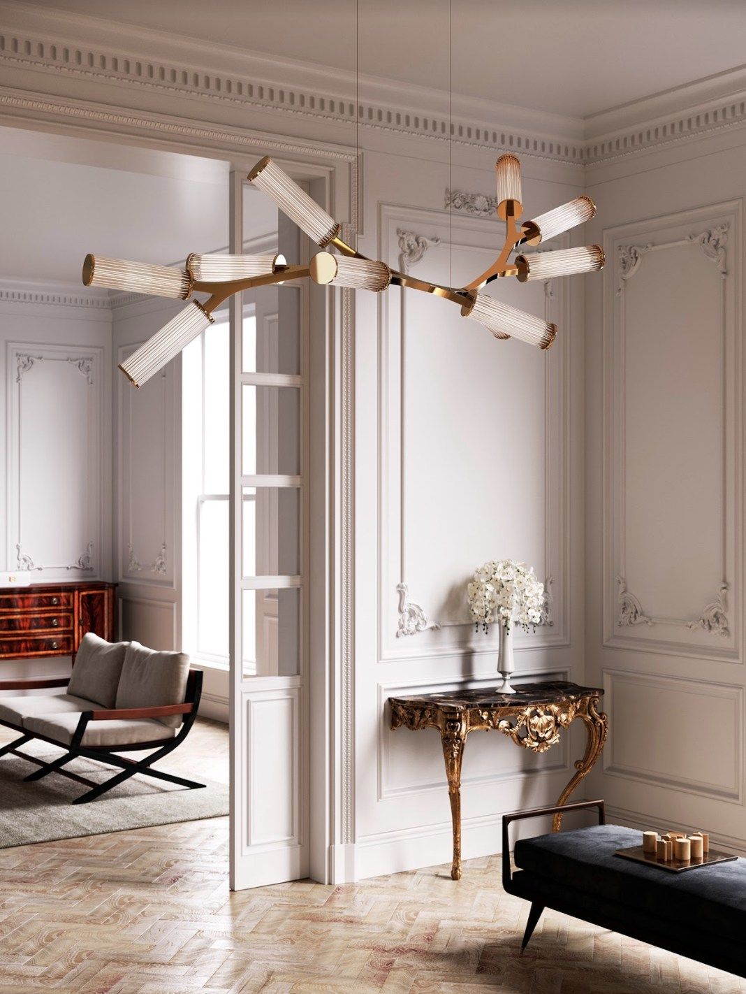 Direct light brass pendant lamp HAARA TEN By Cameron Design House