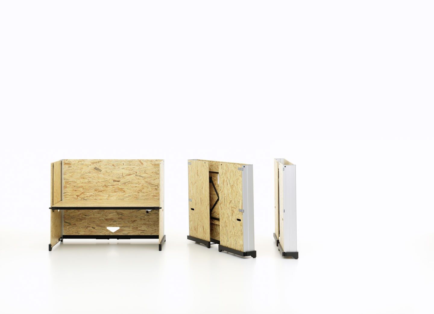 Height-adjustable folding OSB office desk HACK By Vitra design ...