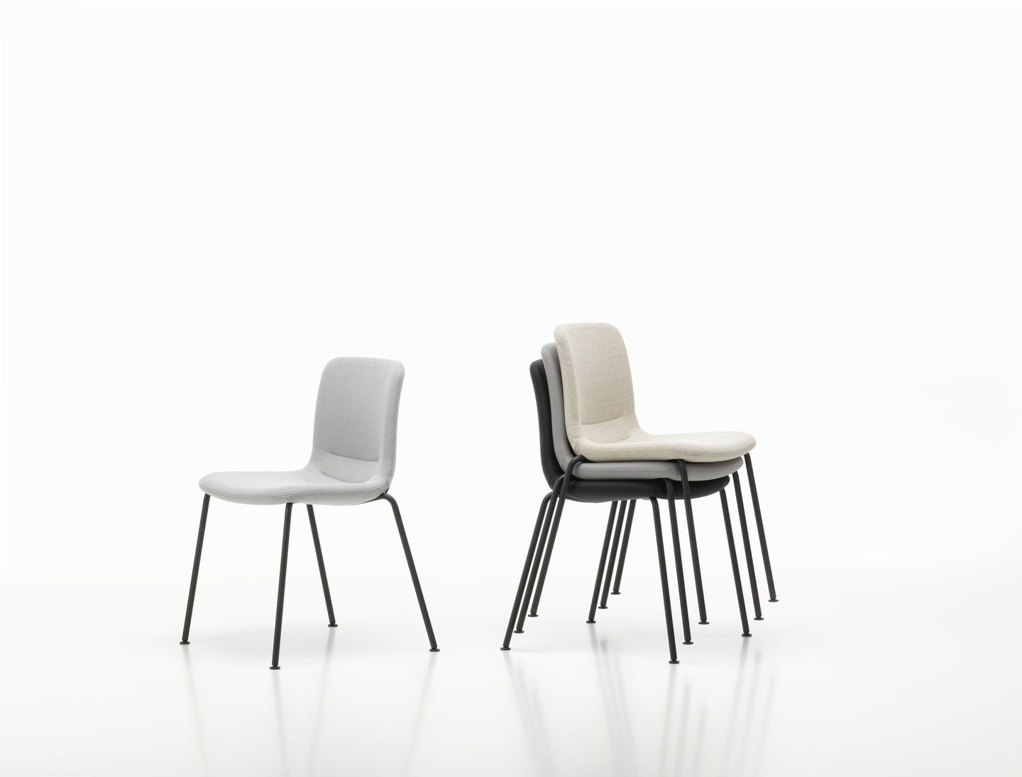 HAL SOFT TUBE STACKABLE Upholstered stackable fabric chair By Vitra ...