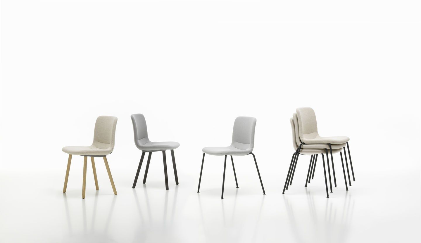 HAL SOFT TUBE STACKABLE Upholstered stackable fabric chair By Vitra | design Jasper Morrison