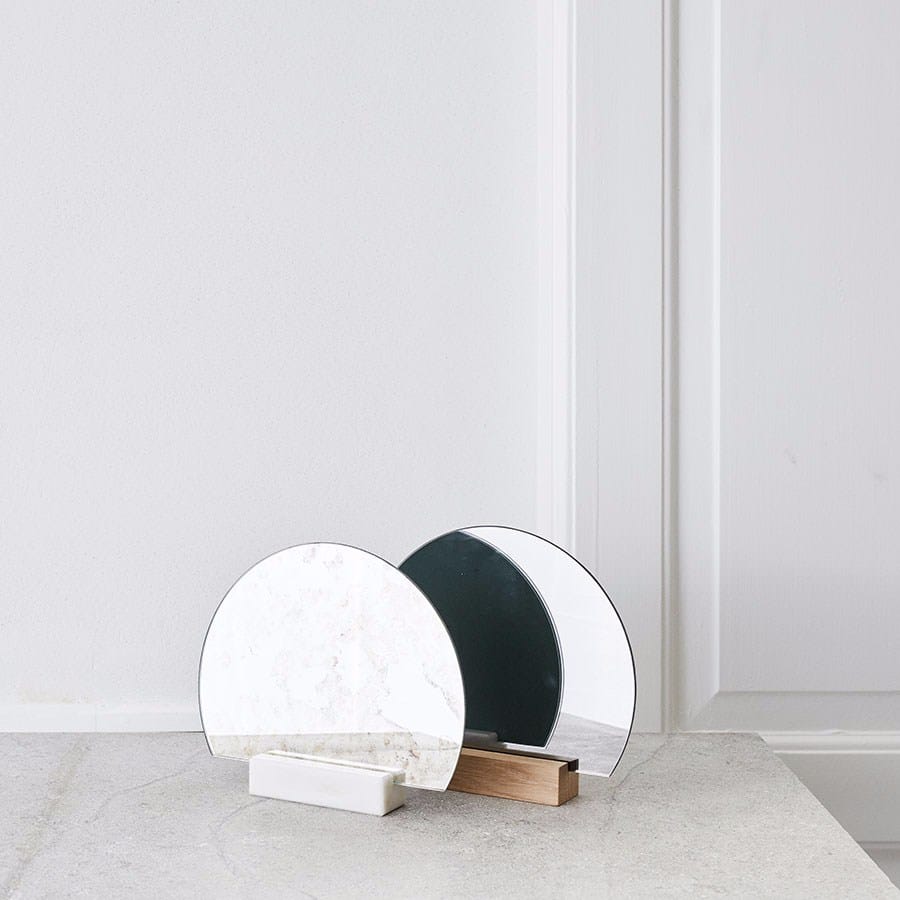 Countertop round mirror HALF-MOON MARBLE By Kristina Dam Studio