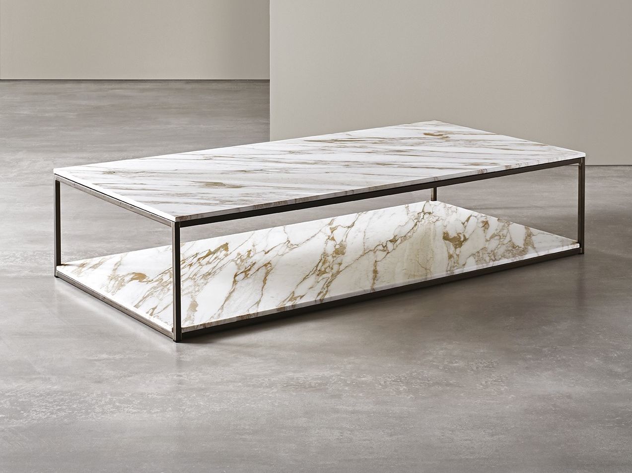 HARDY Low rectangular metal coffee table By Meridiani