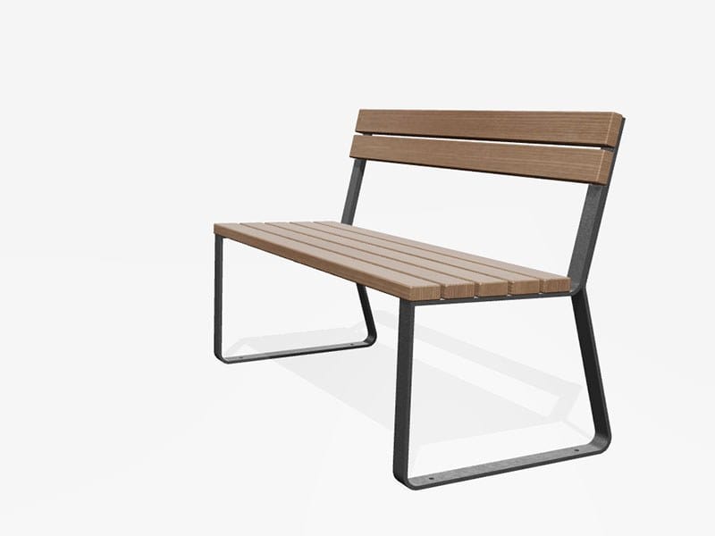 HENRY Steel and wood bench with back By miramondo