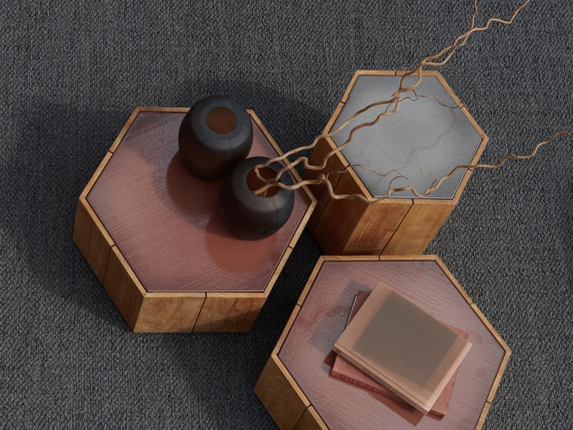 HEXAGON Hexagonal garden side table By TRIBÙ