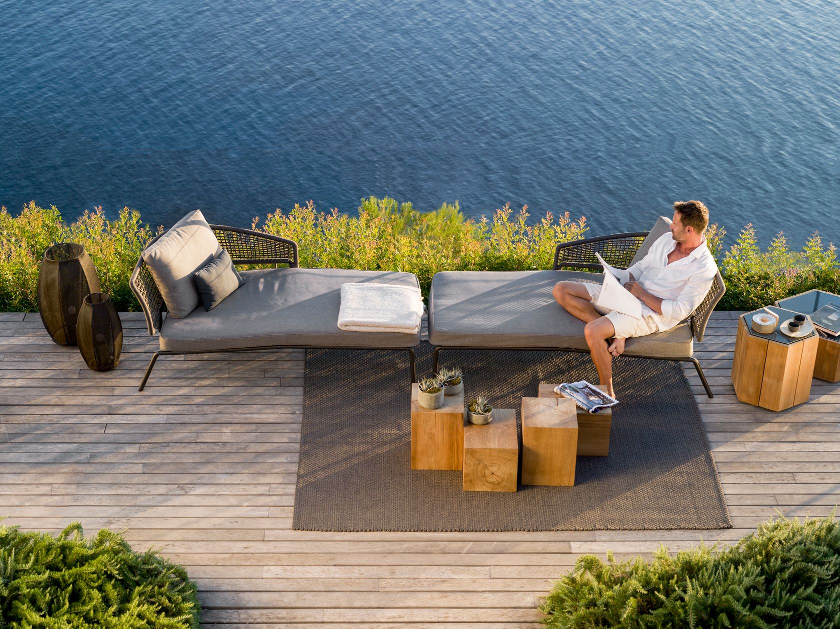 Hexagonal garden side table HEXAGON By TRIBÙ design Merckx+Maes