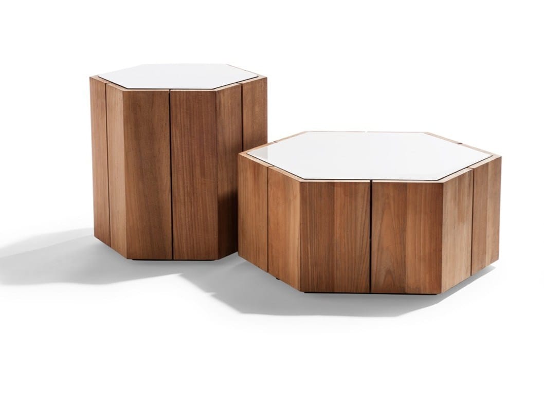 Hexagonal garden side table HEXAGON By TRIBÙ design Merckx+Maes