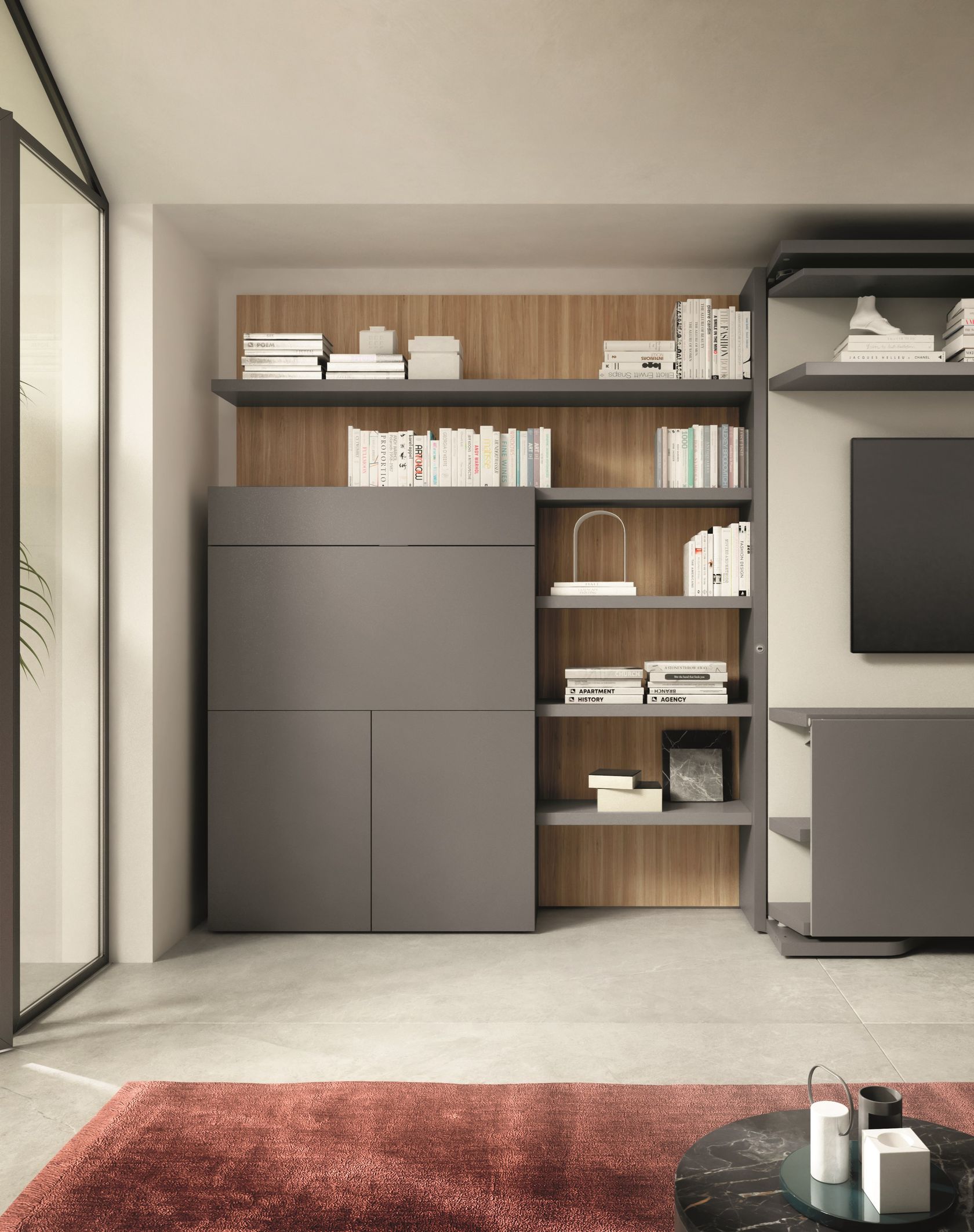 Freestanding storage wall with secretary desk HOME OFFICE By CLEI