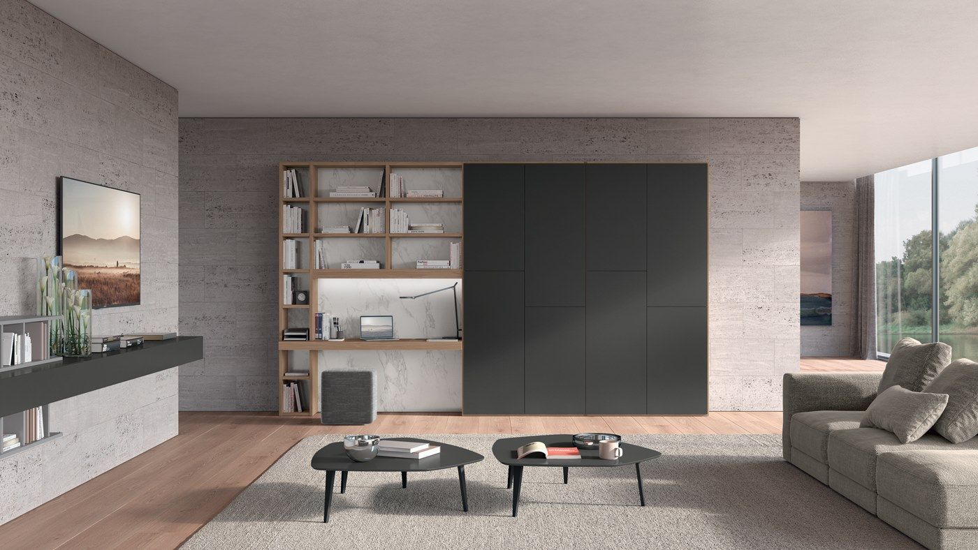 Parete attrezzata con scrittoio HOME WORKING TRENTA By Febal Casa