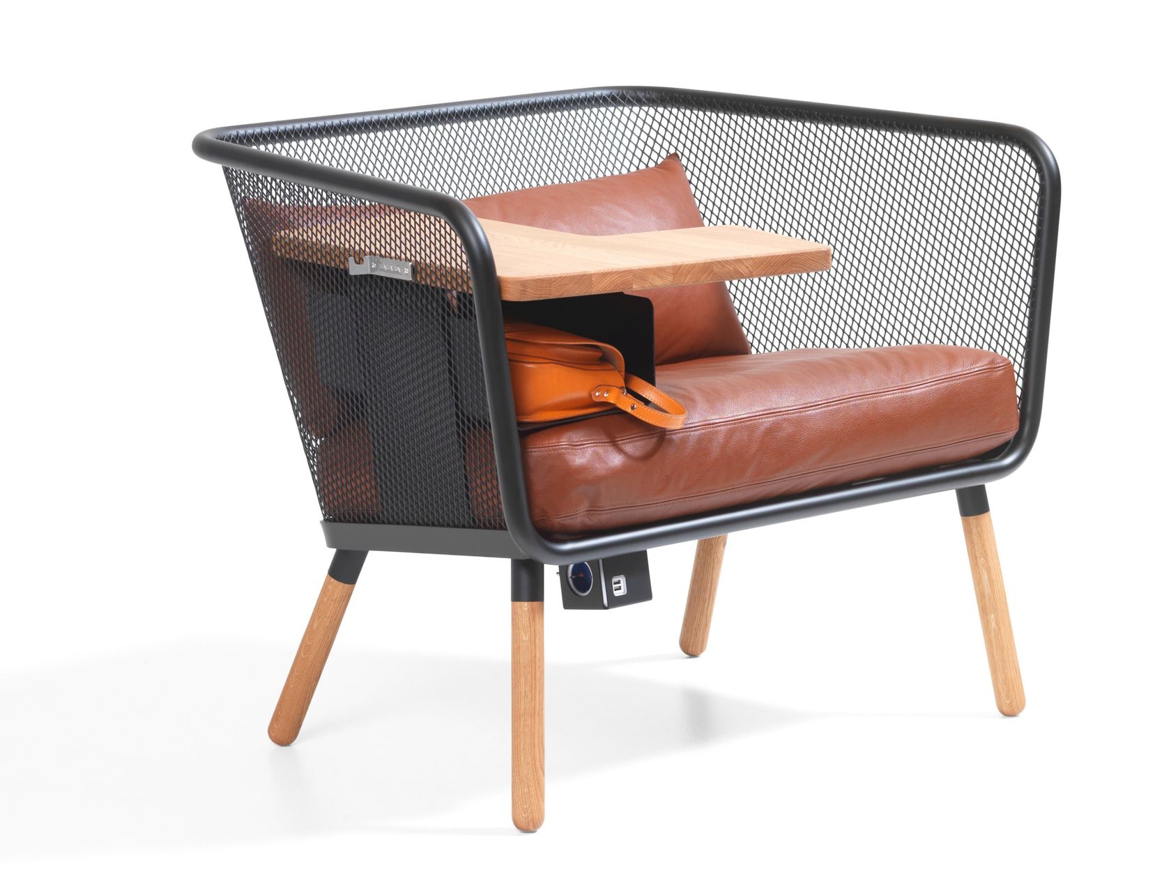 HONKEN WORKSTATION | Leather small sofa Honken Collection By Blå ...