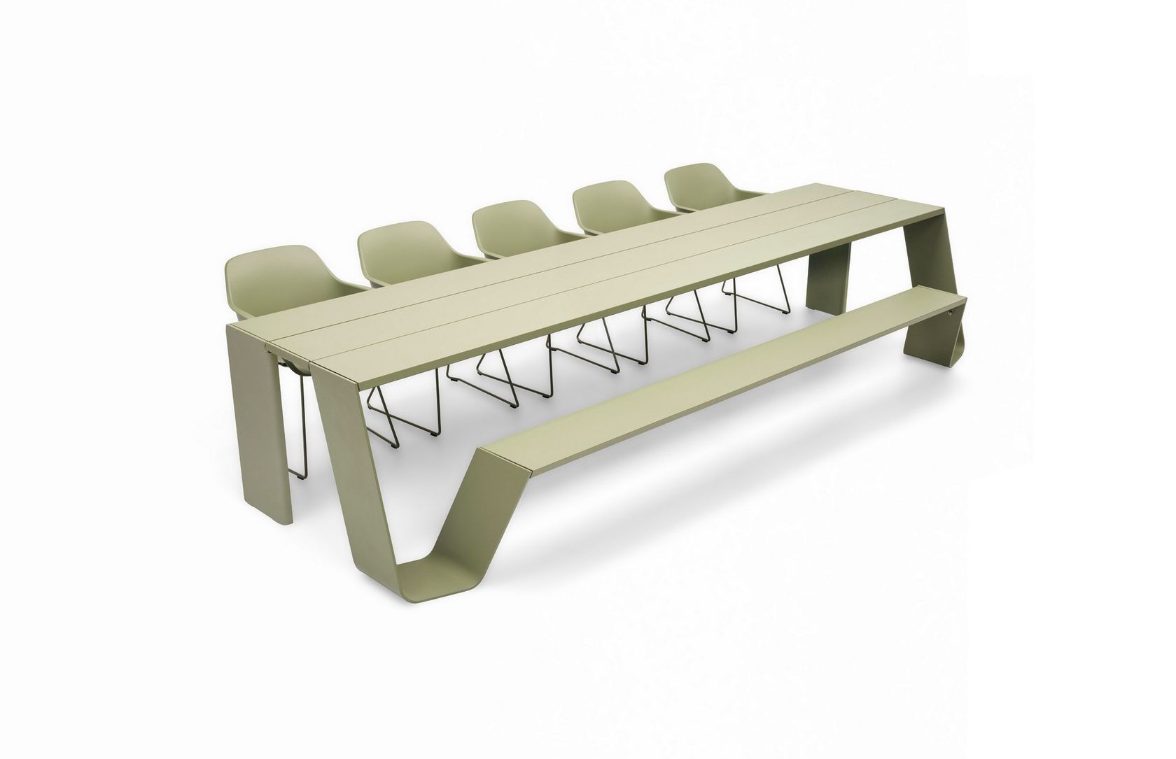 HOPPER COMBO AA Powder coated aluminium picnic table with integrated ...