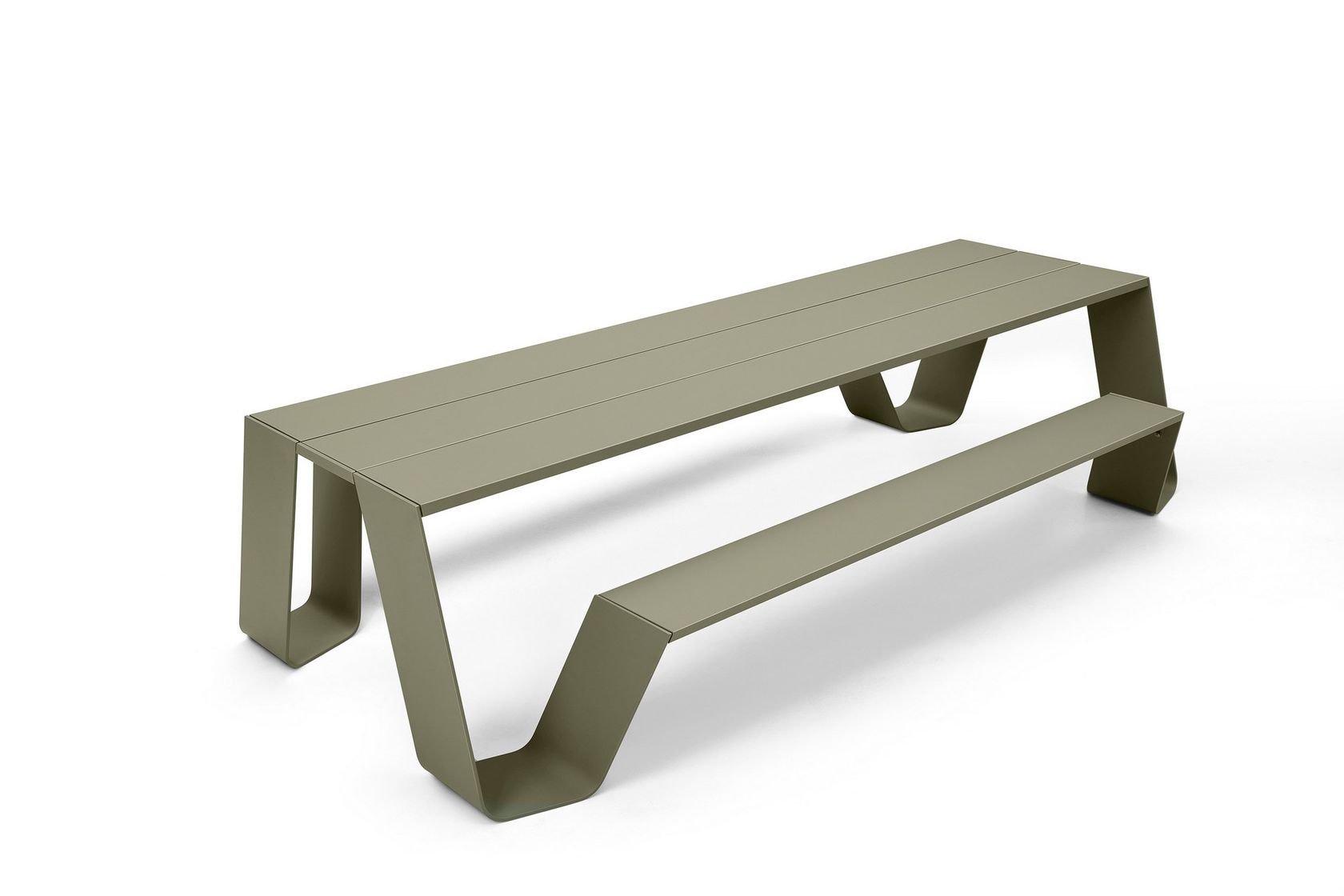 Powder coated aluminium picnic table with integrated seats HOPPER ...