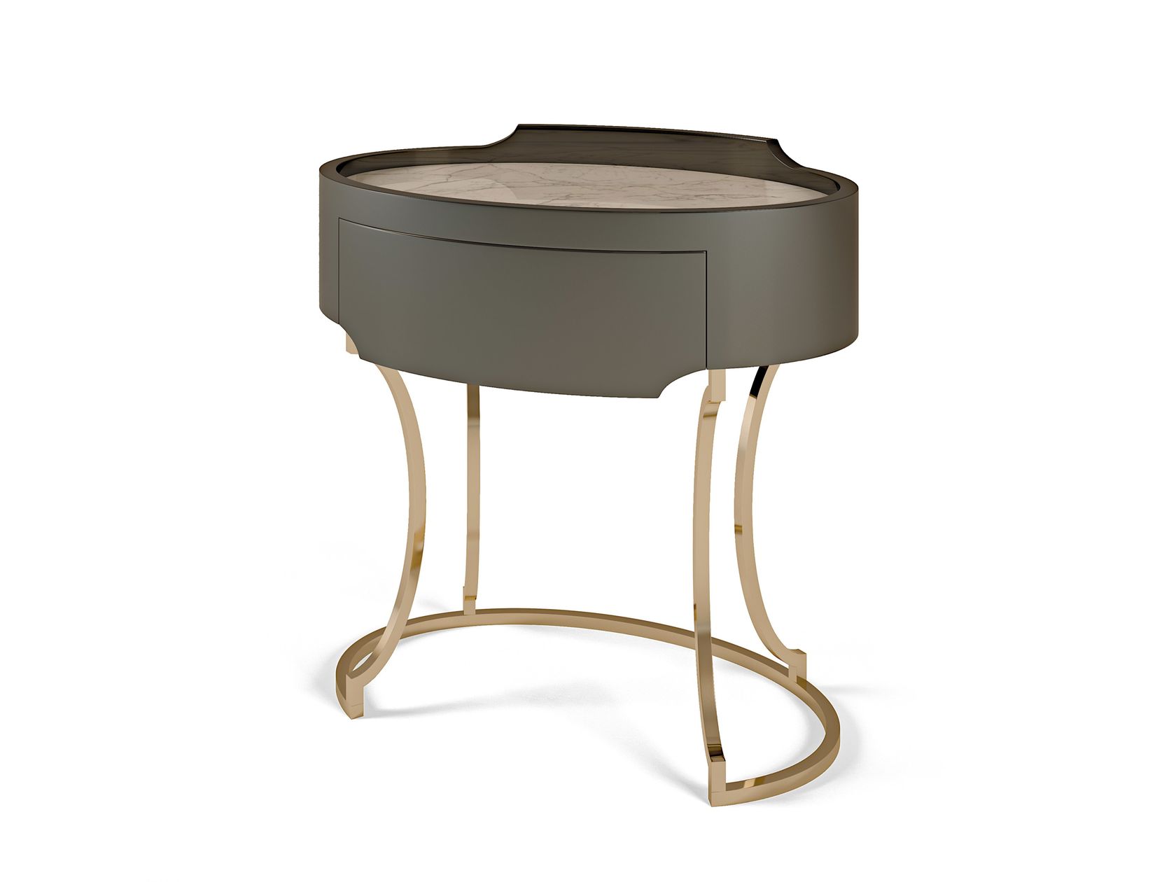 HOTEL DE VILLE Oval ebony bedside table with drawers By Bellotti Ezio