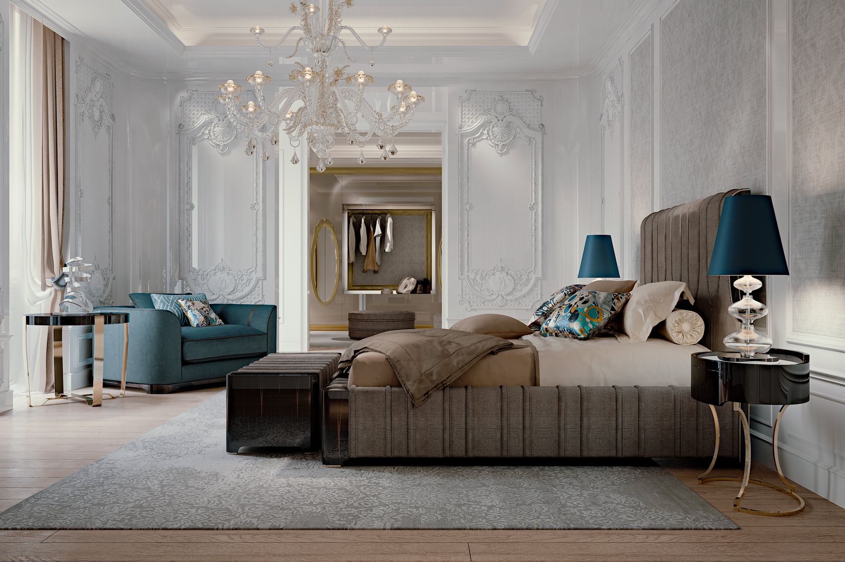 HOTEL DE VILLE Oval ebony bedside table with drawers By Bellotti Ezio