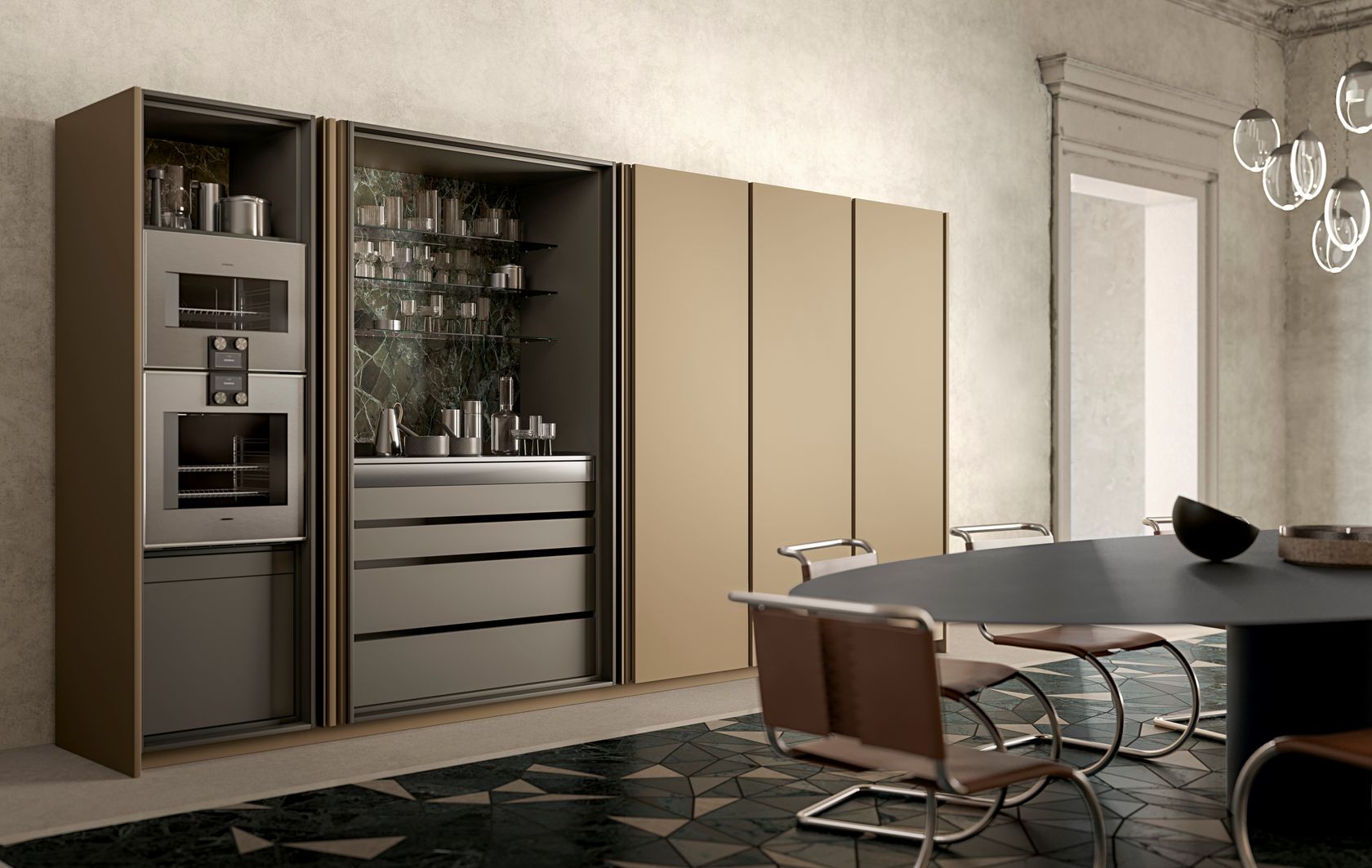 HT50 Linear fitted kitchen By Rossana | design Massimo Castagna