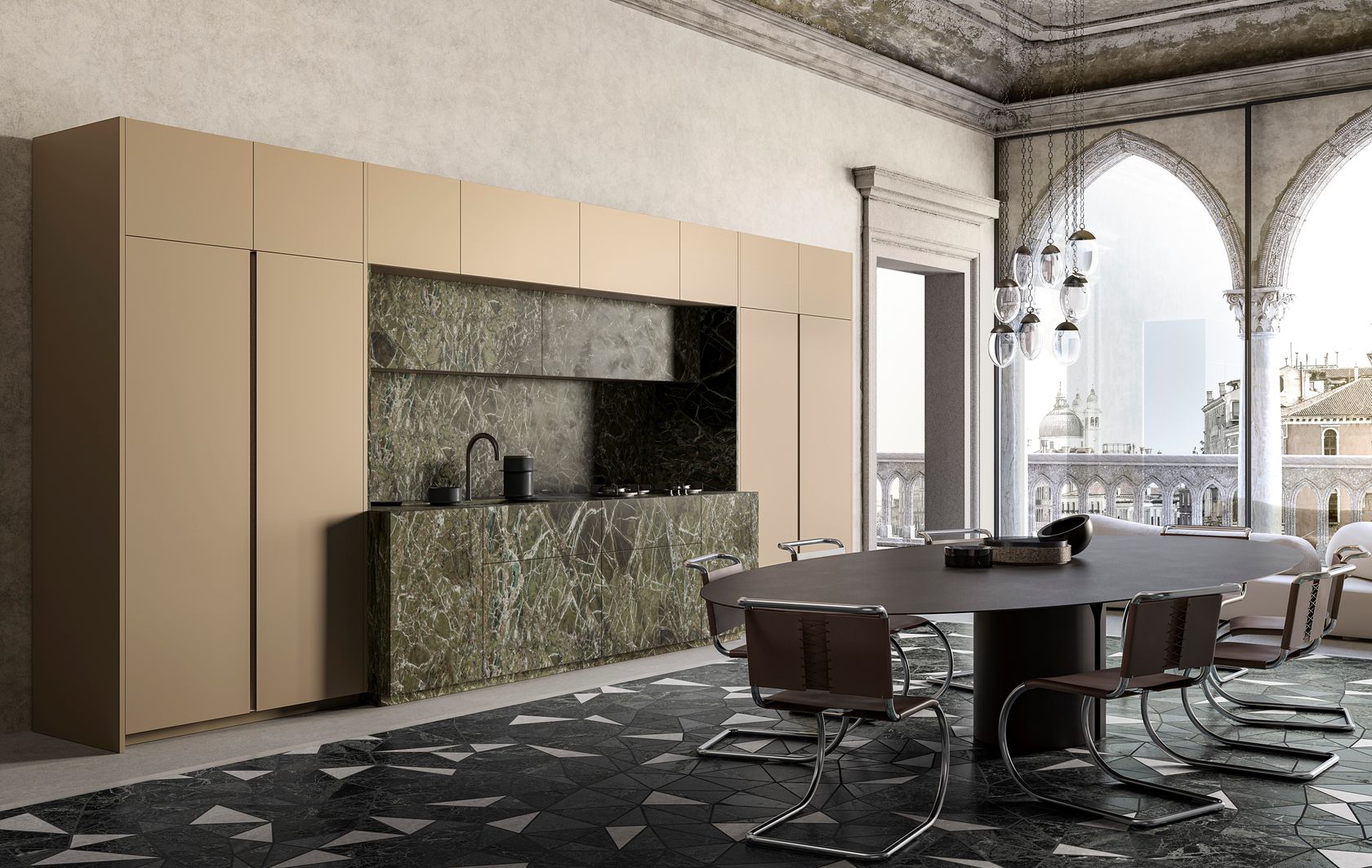 HT50 Linear fitted kitchen By Rossana | design Massimo Castagna