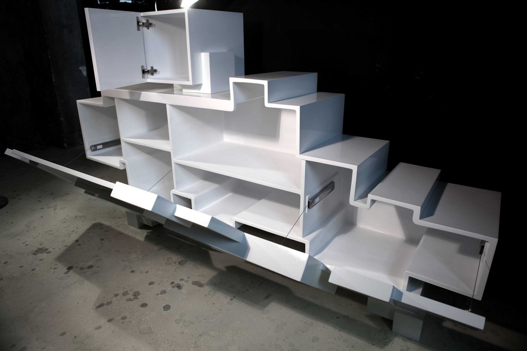 Lacquered sideboard with flap doors HYPERCUBE By CEDRIMARTINI