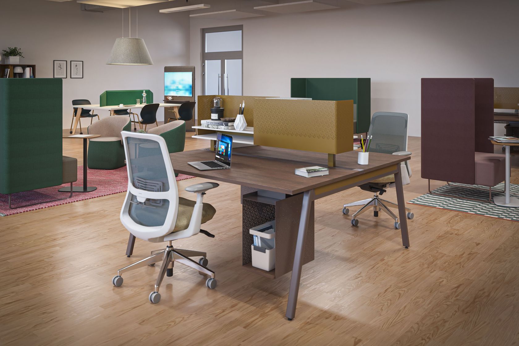 INTUITY Sectional multiple melamine office workstation with desk ...