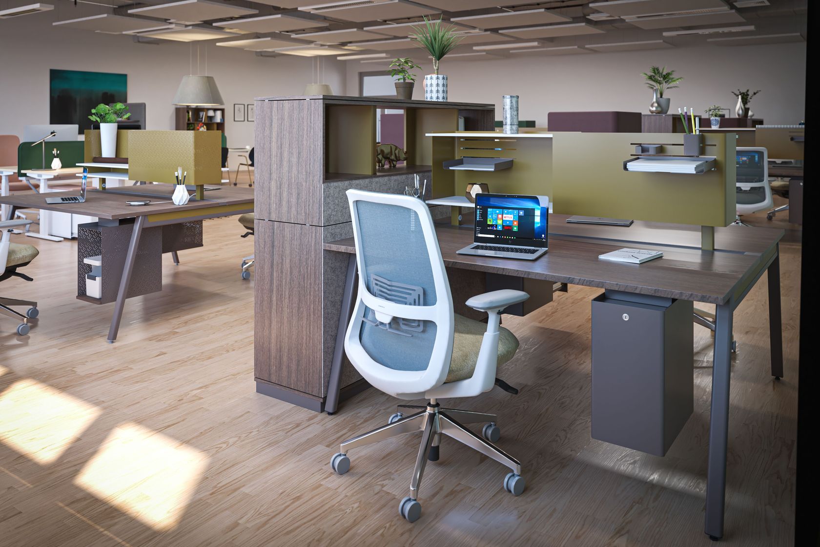 INTUITY Sectional multiple melamine office workstation with desk ...