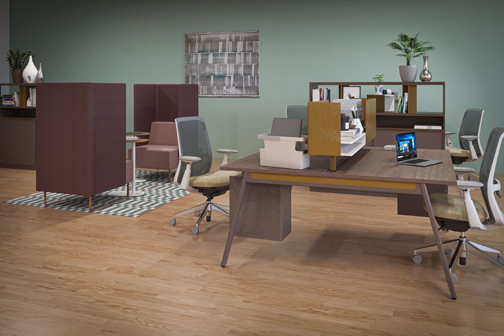 INTUITY Sectional multiple melamine office workstation with desk ...