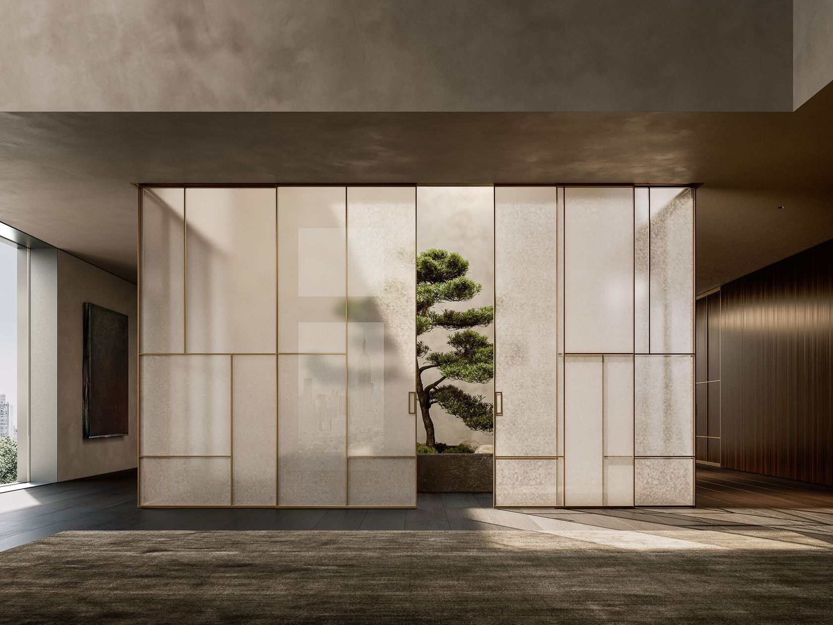MANHATTAN Framed glass sliding door By HenryGlass | design Nicola Gallizia
