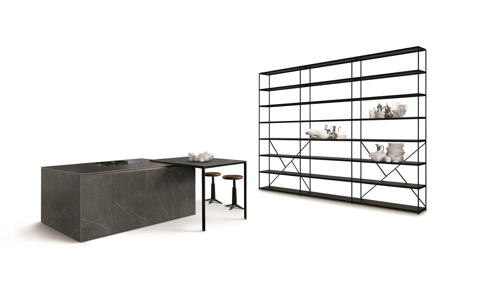 Open metal shelving unit IMAGE By Euromobil