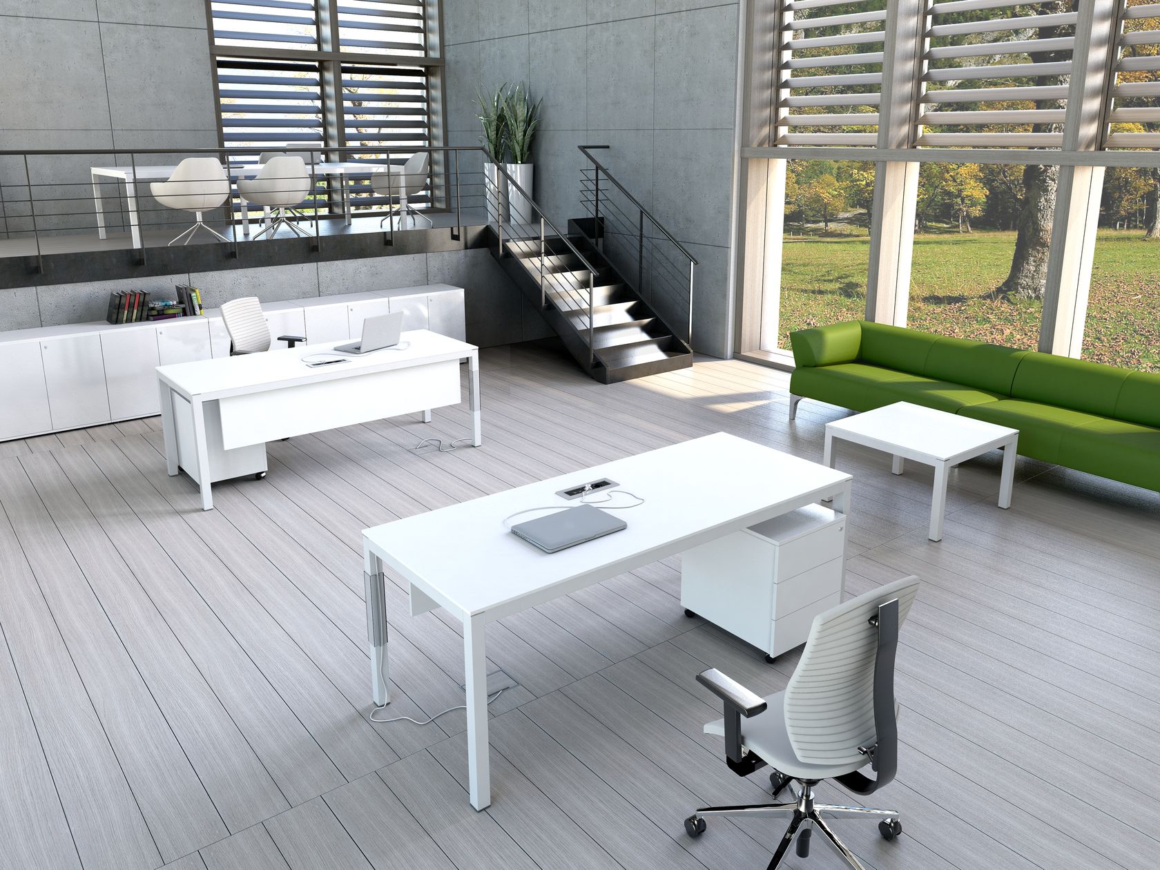 Rectangular glass office desk IMPULS | Glass office desk Impuls ...