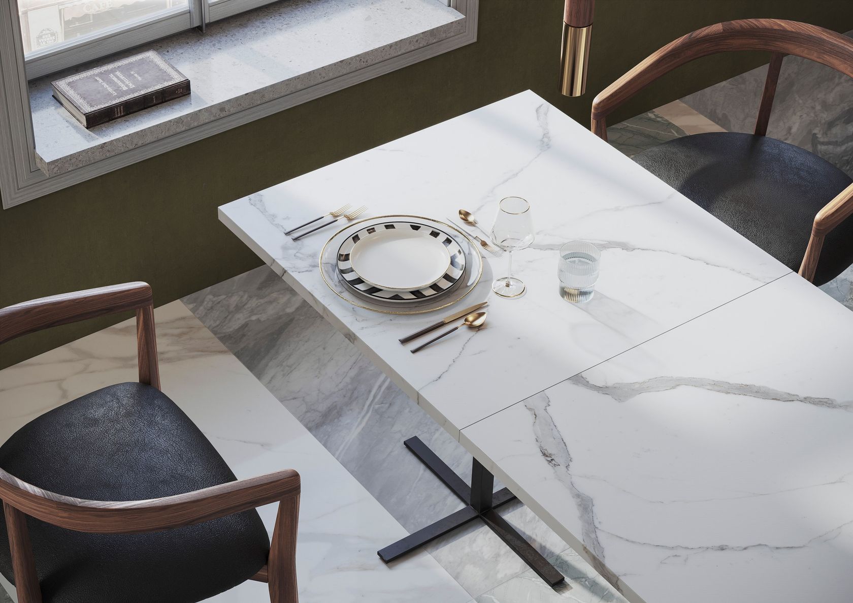 Porcelain stoneware wall/floor tiles with marble effect INCANTO By Ragno