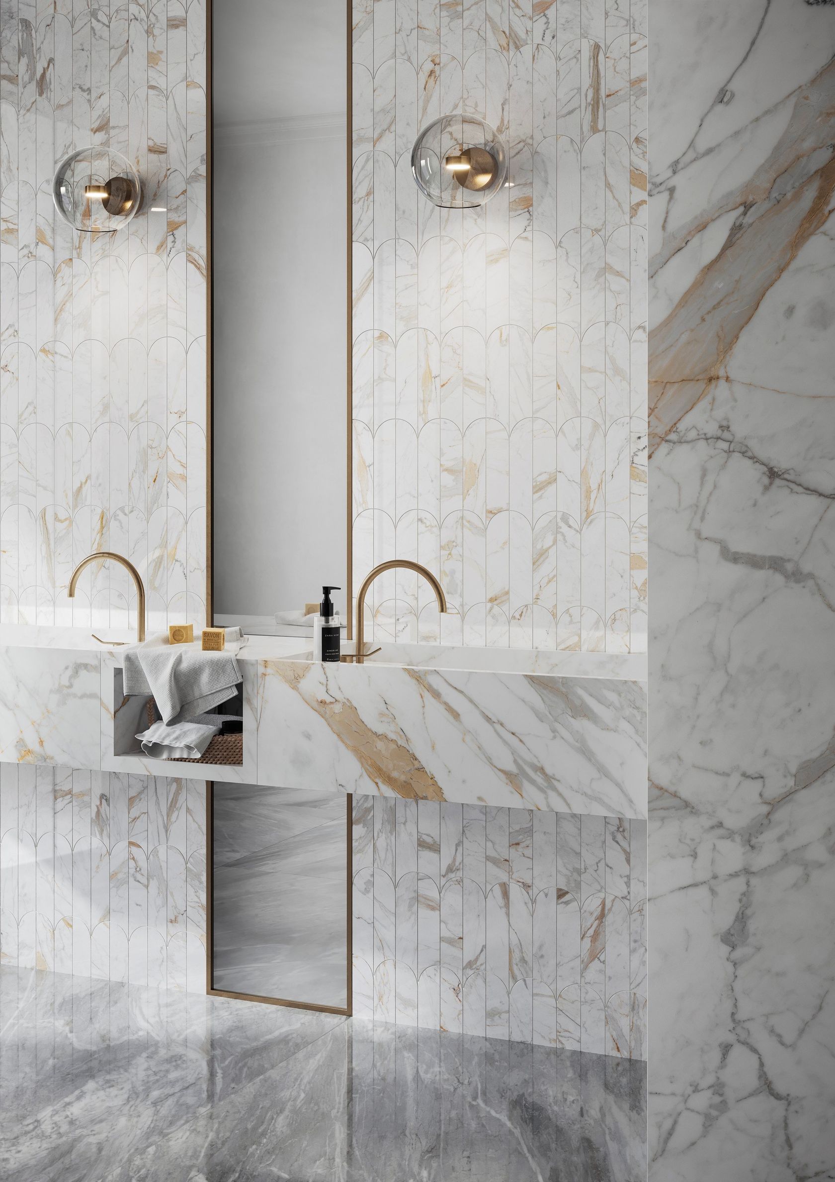 Porcelain stoneware wall/floor tiles with marble effect INCANTO By Ragno