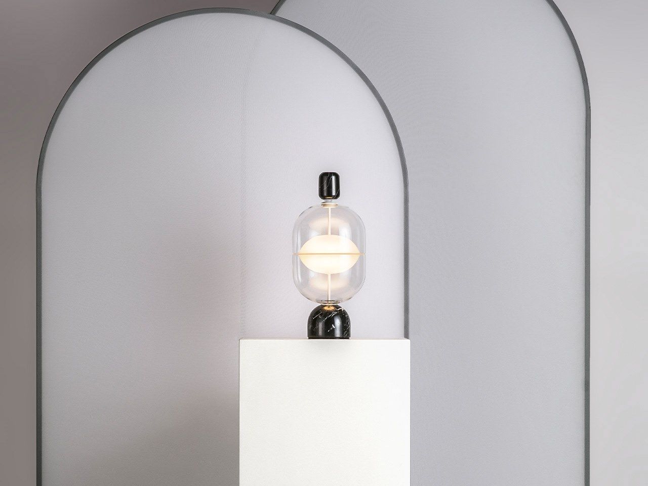 INDRE LED natural stone and hand-blown glass table lamp By Rakumba