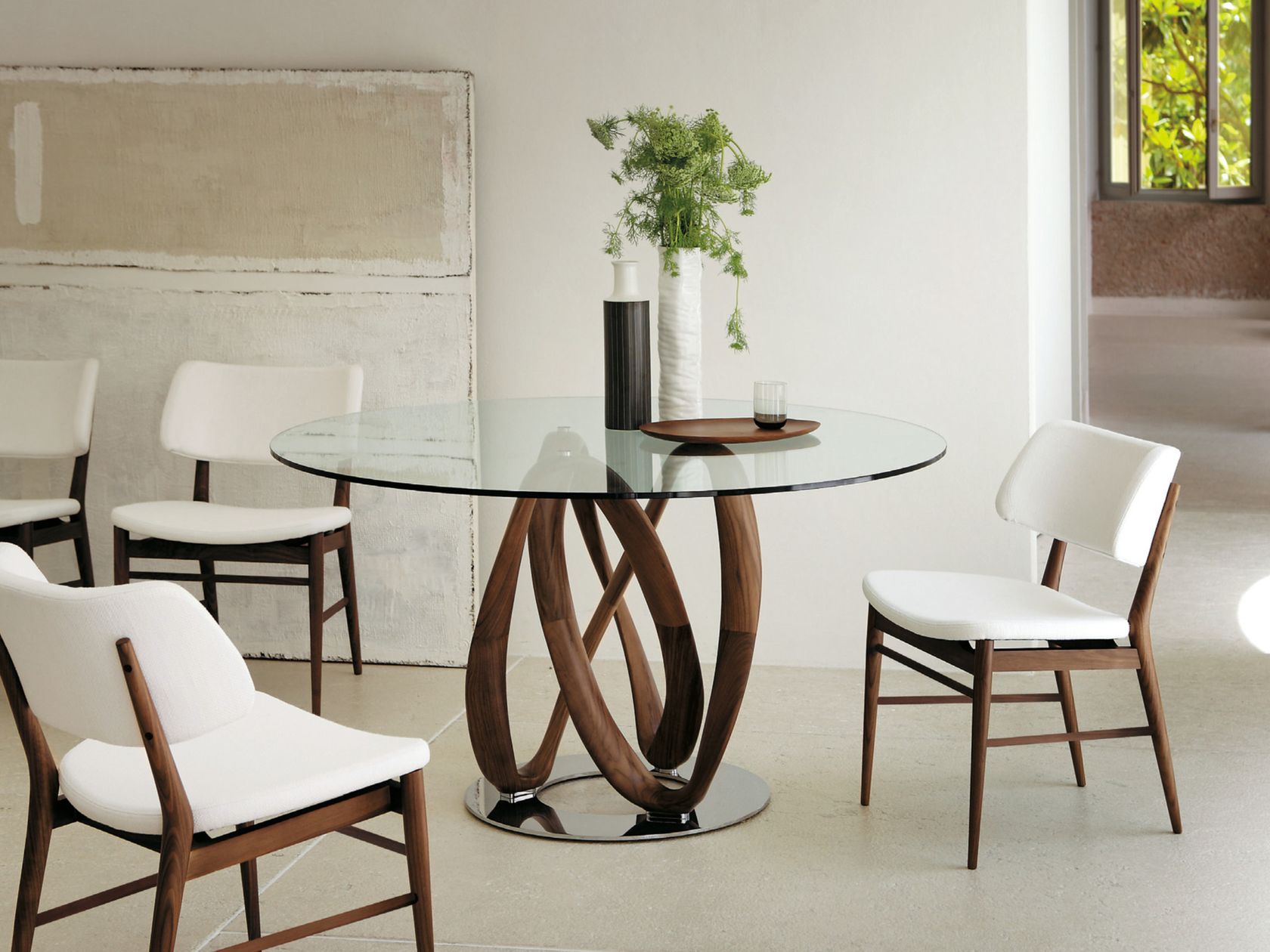 INFINITY | Round table Round solid wood table and crystal top By Porada ...