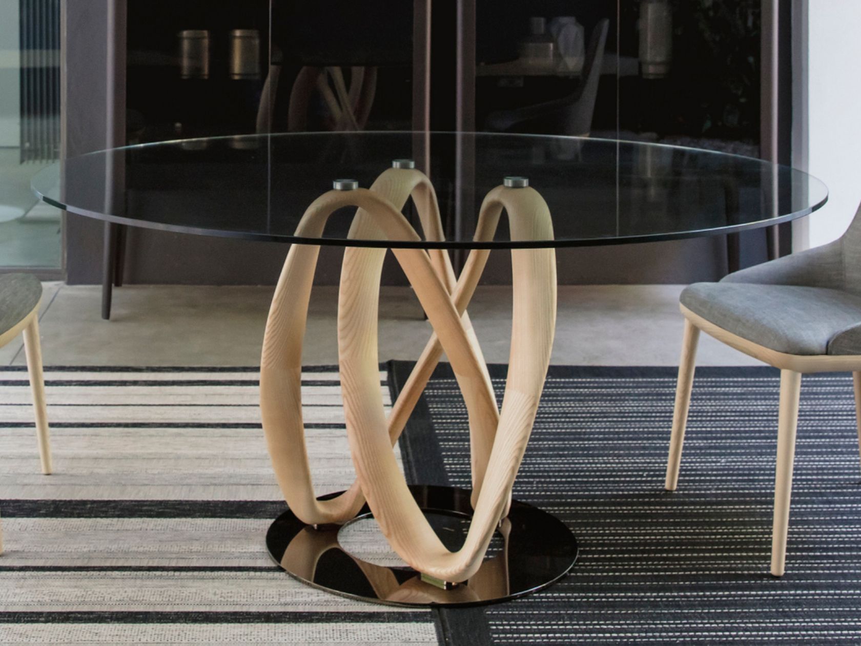 INFINITY | Round table Round solid wood table and crystal top By Porada ...