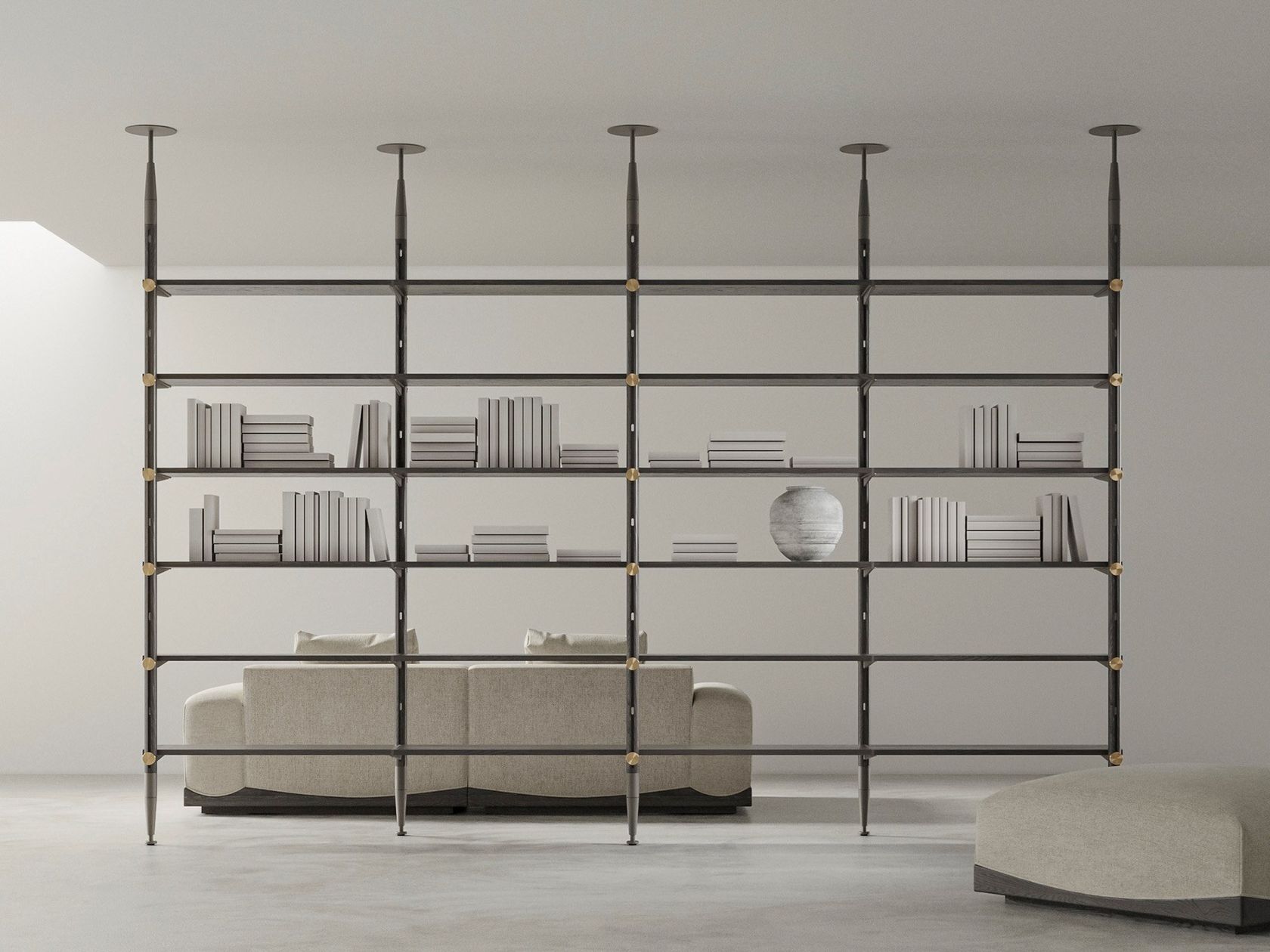 INUMBRA Libreria a giorno componibile in rovere con fissaggio pavimento ...