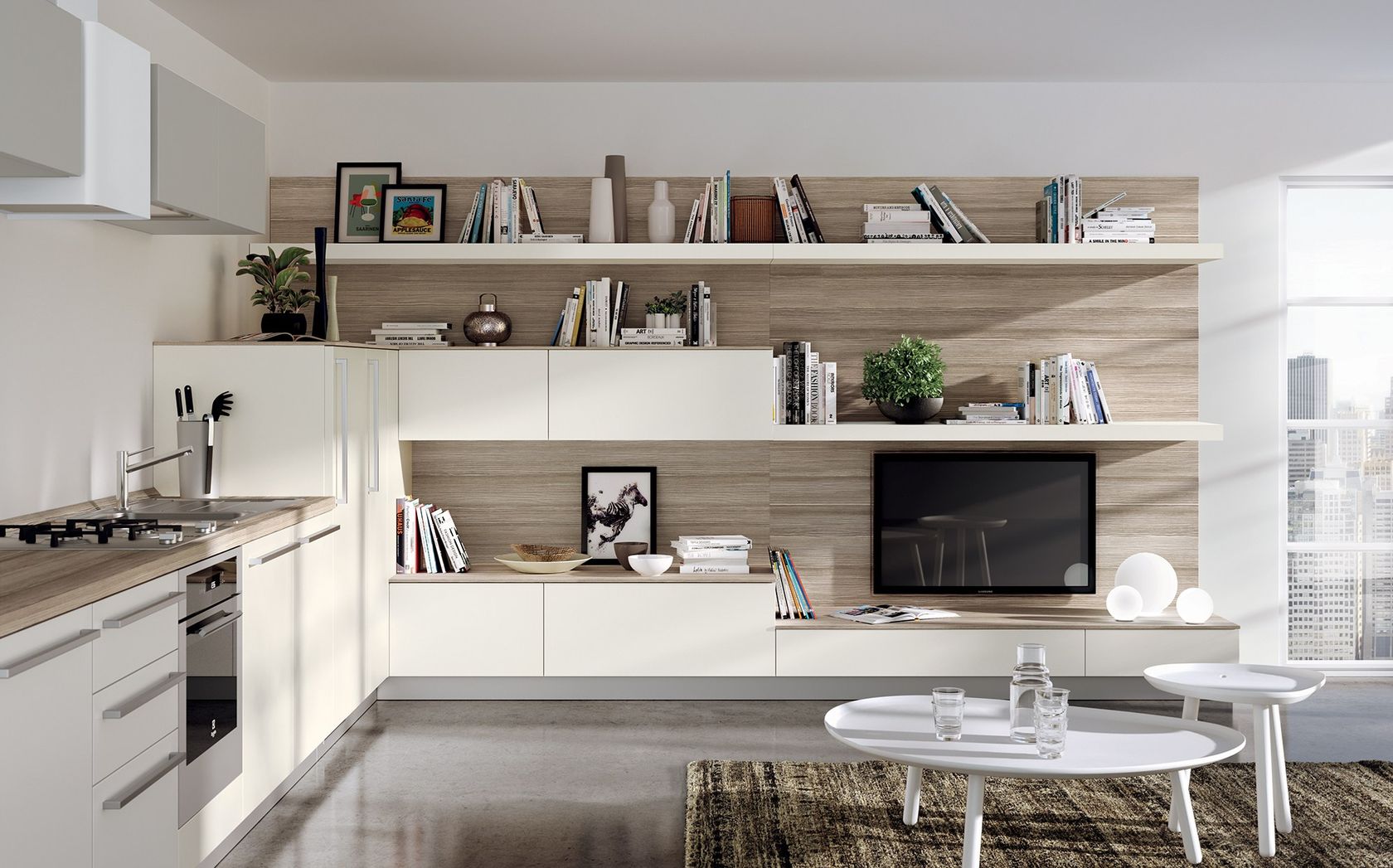 Integrated modular storage units Integrated living rooms Line By Scavolini