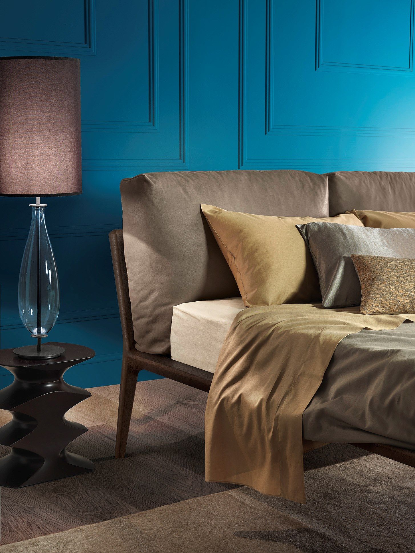 KALÈ Double bed with removable cover with upholstered headboard By ...