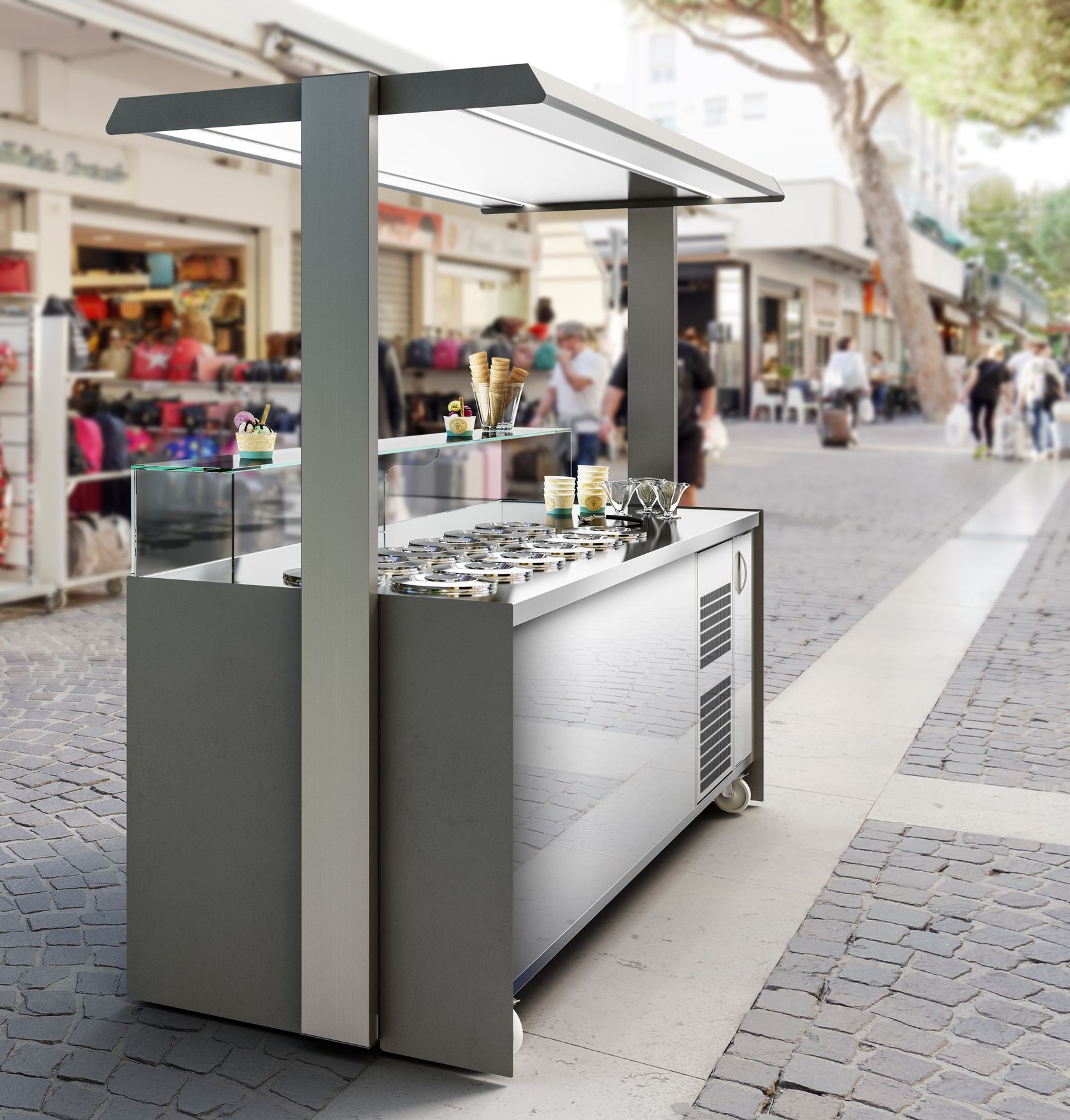 KART Outdoor bar counter with castors By Frigomeccanica