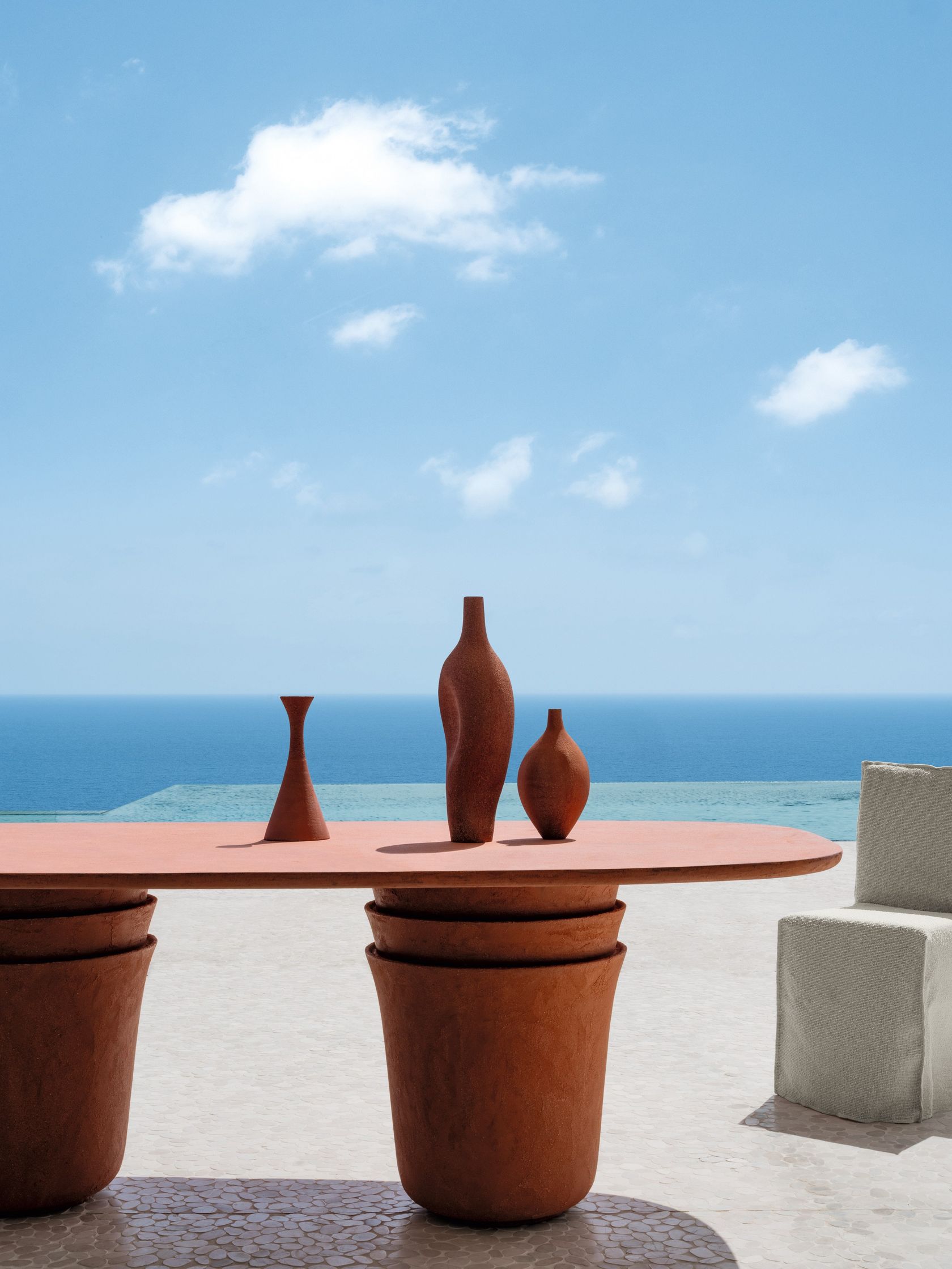 KASANE 33 Rectangular clay garden table By Gervasoni | design Nendo