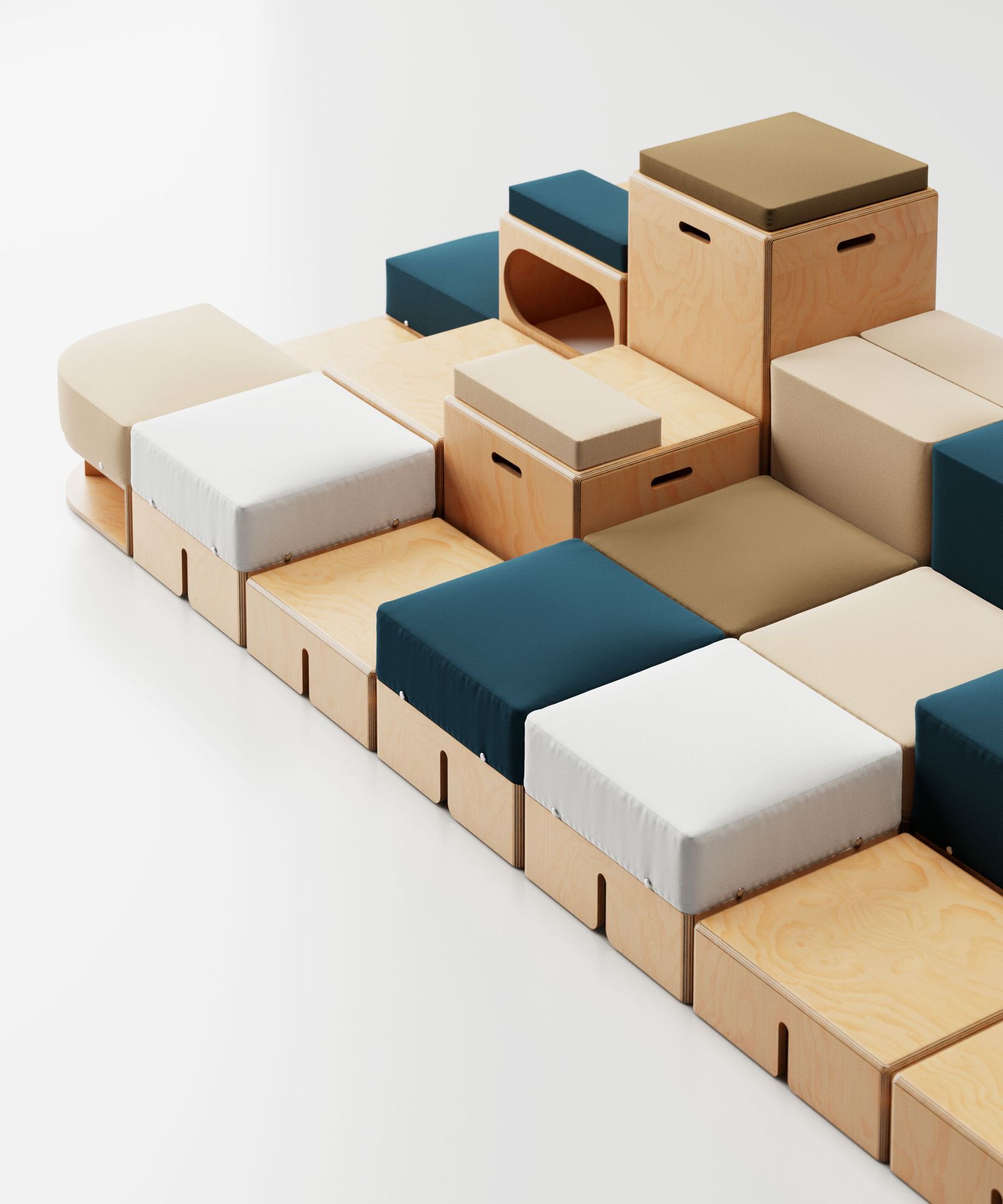KEIGIO® 54X54 Modular wooden pouf By KEIGIO®