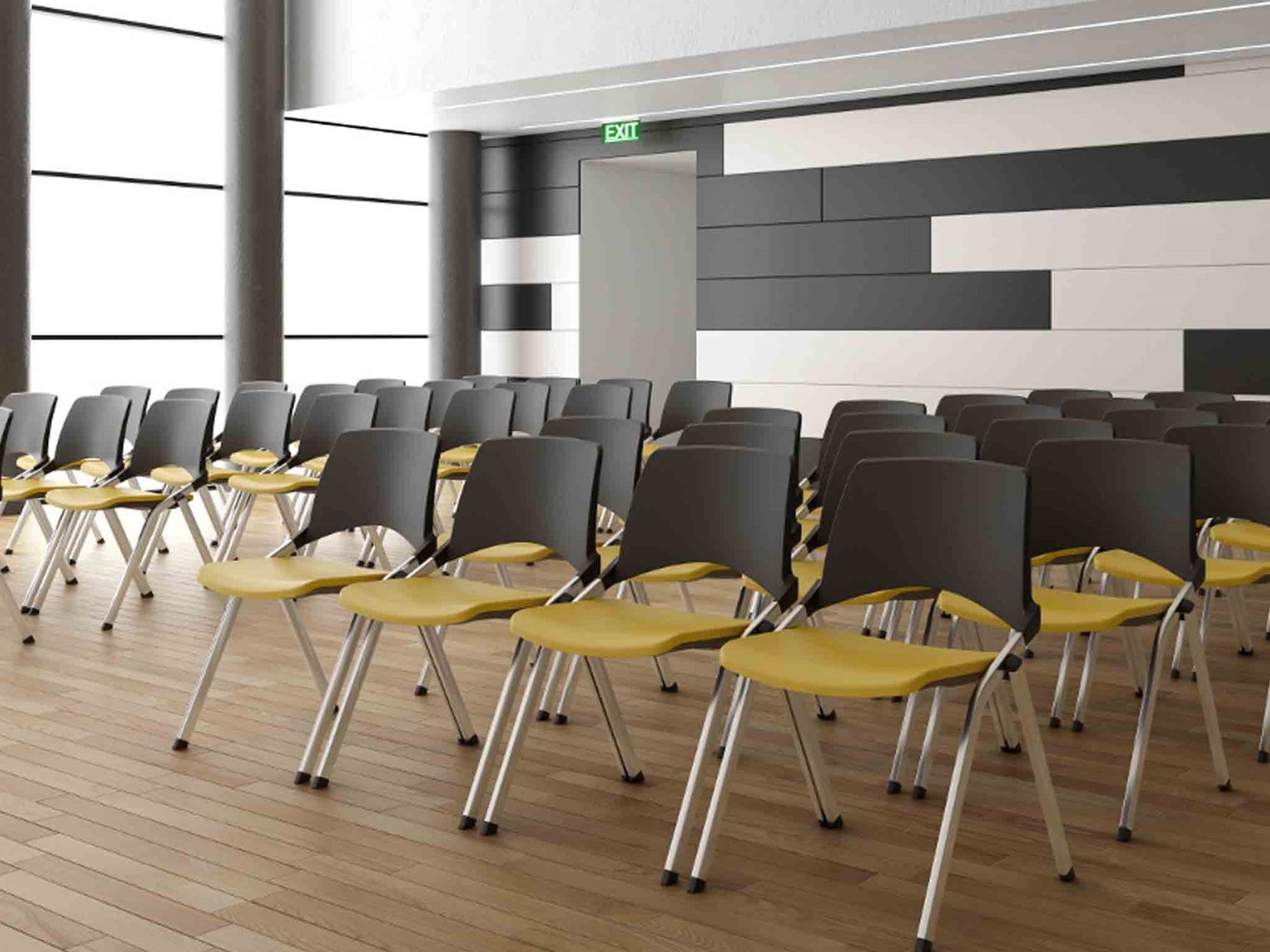 Stackable polypropylene training chair with writing tablet KENDO ...