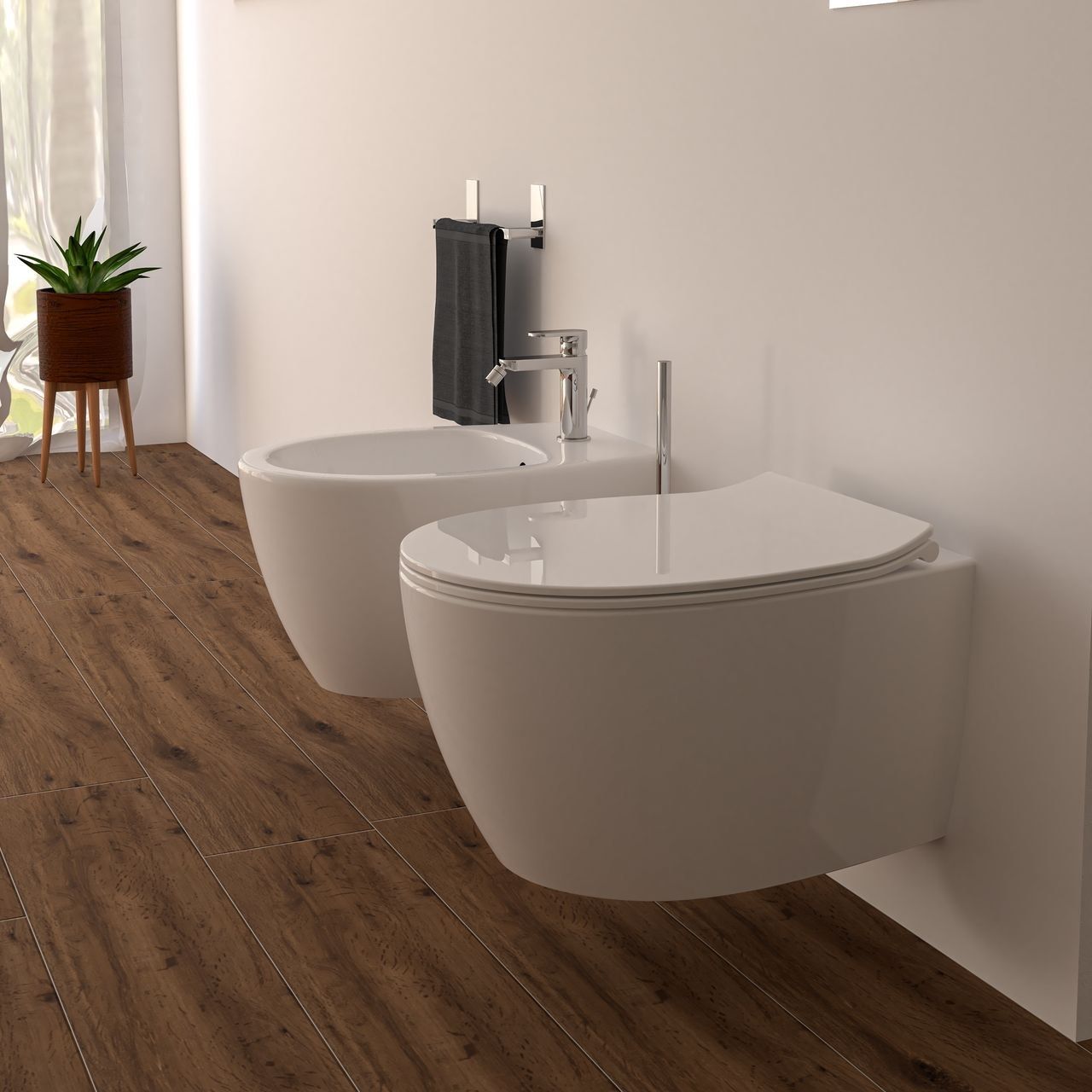 KITE Wc sospeso filo parete in ceramica By Ercos | Ponsi