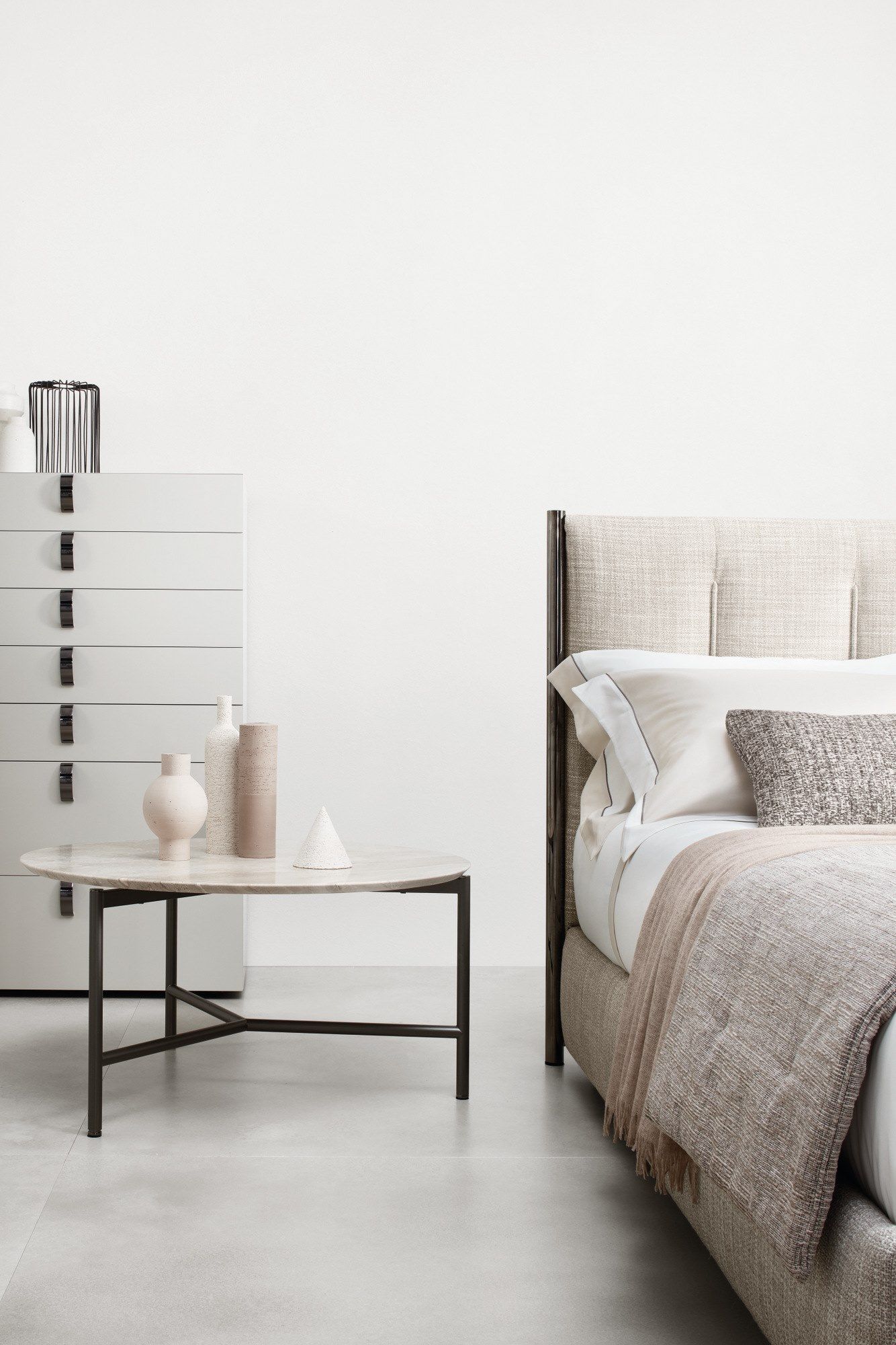 KOI Fabric double bed with high headboard By Flou