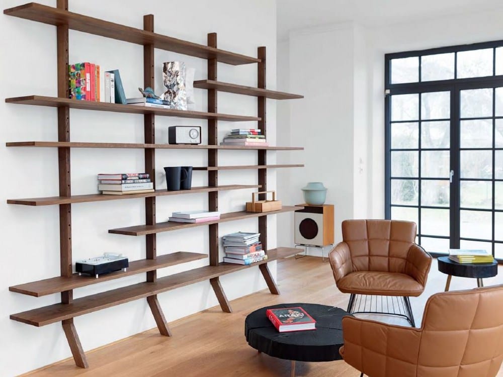 Open wall-mounted wooden shelving unit KS01 By JANUA