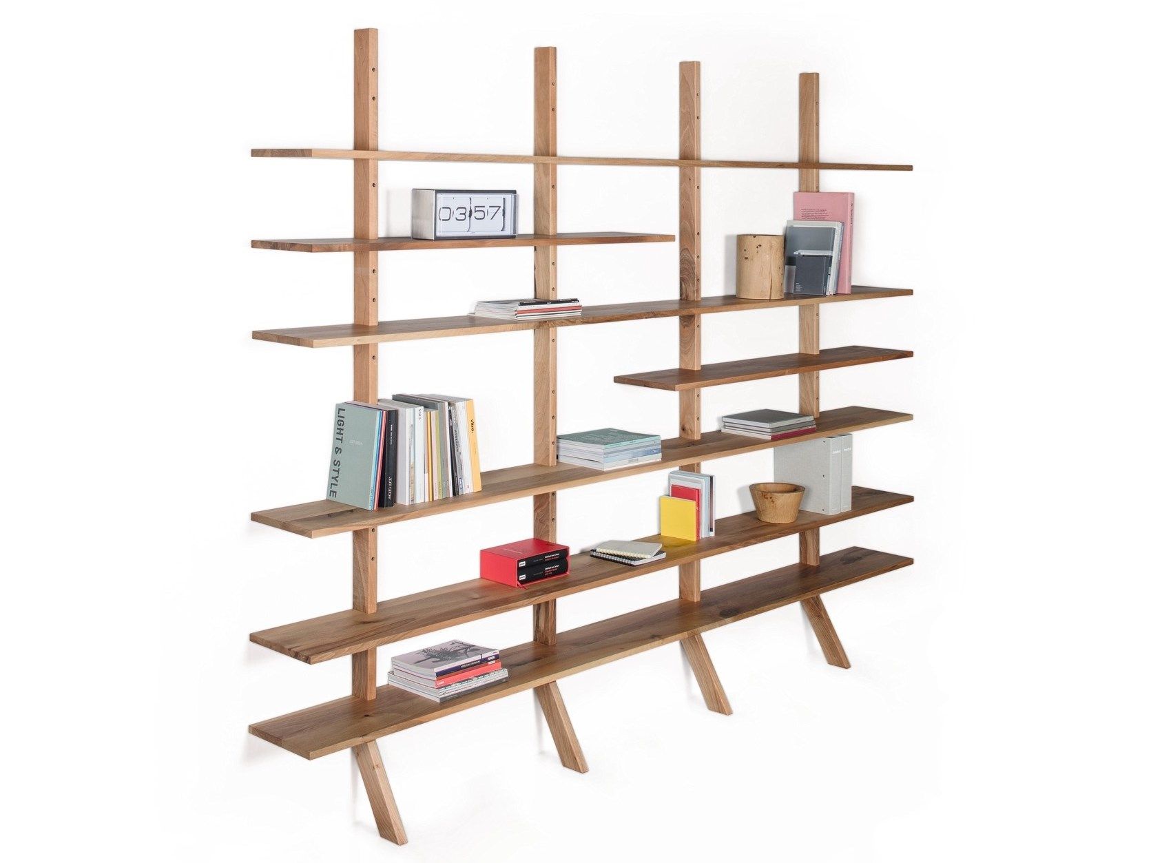 KS 01 | Open bookcase Open wall-mounted wooden shelving unit By JANUA
