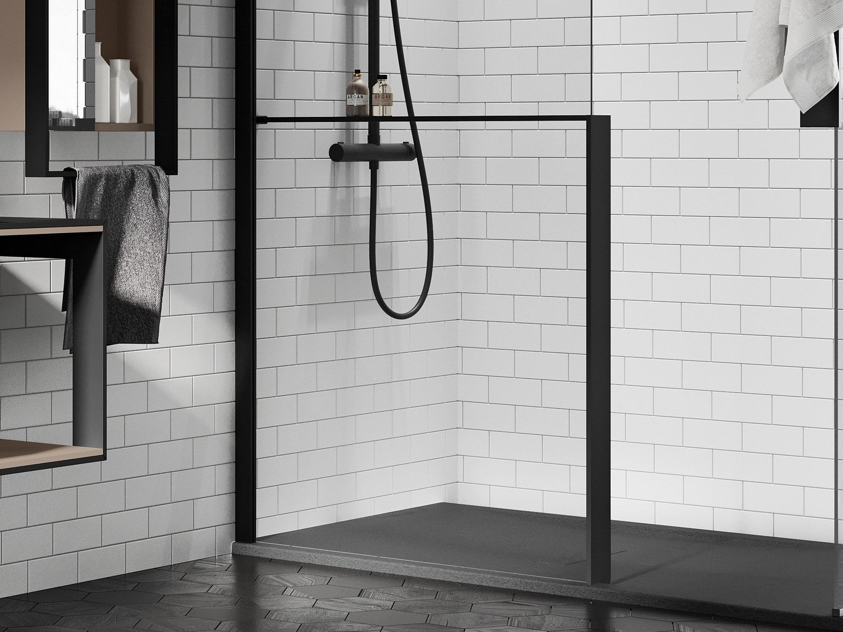 KUADRA H FRAME Aluminium storage shelf for shower panel By NOVELLINI ...