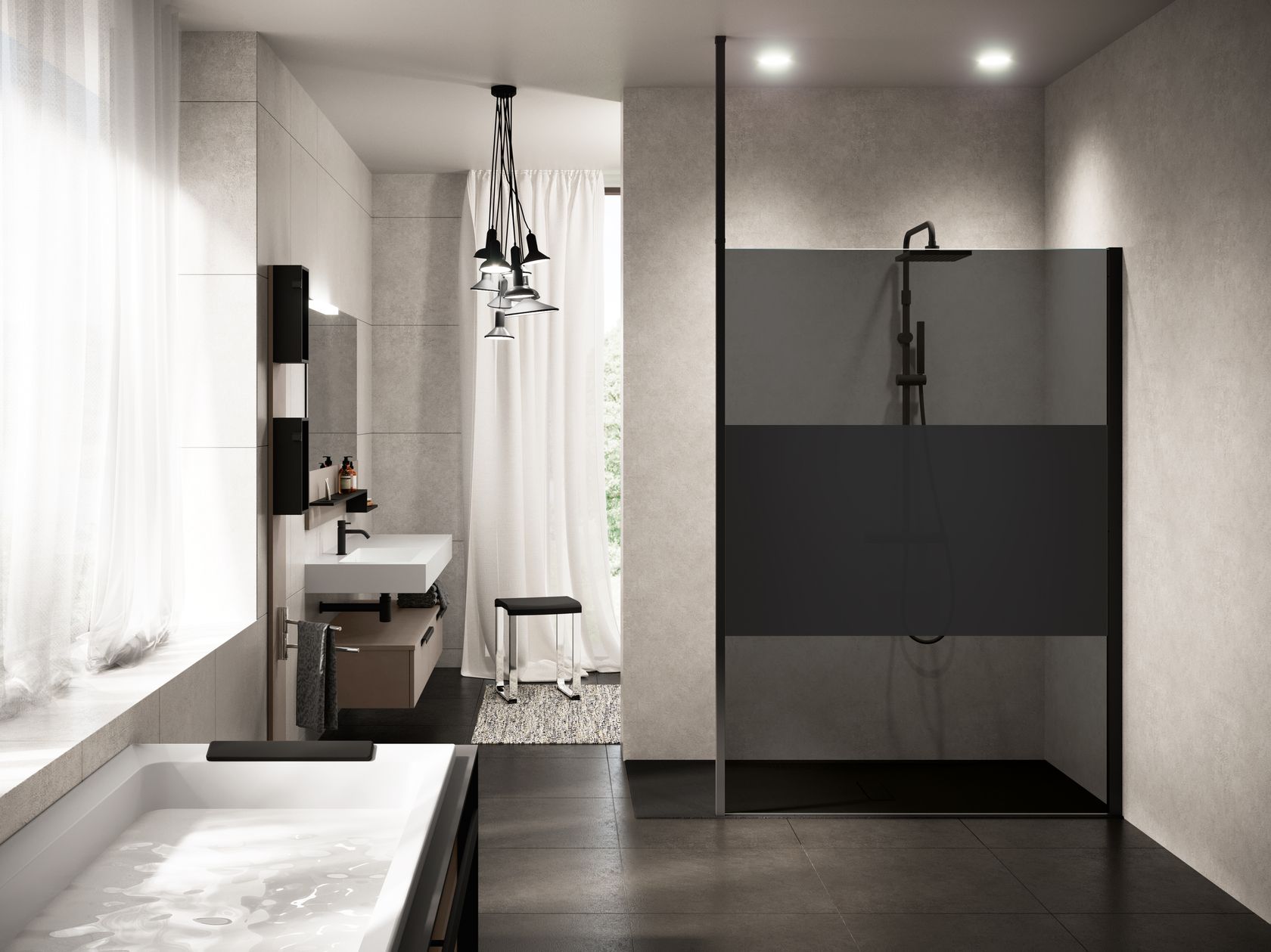 Shower panel KUADRA H FUMÈ By NOVELLINI