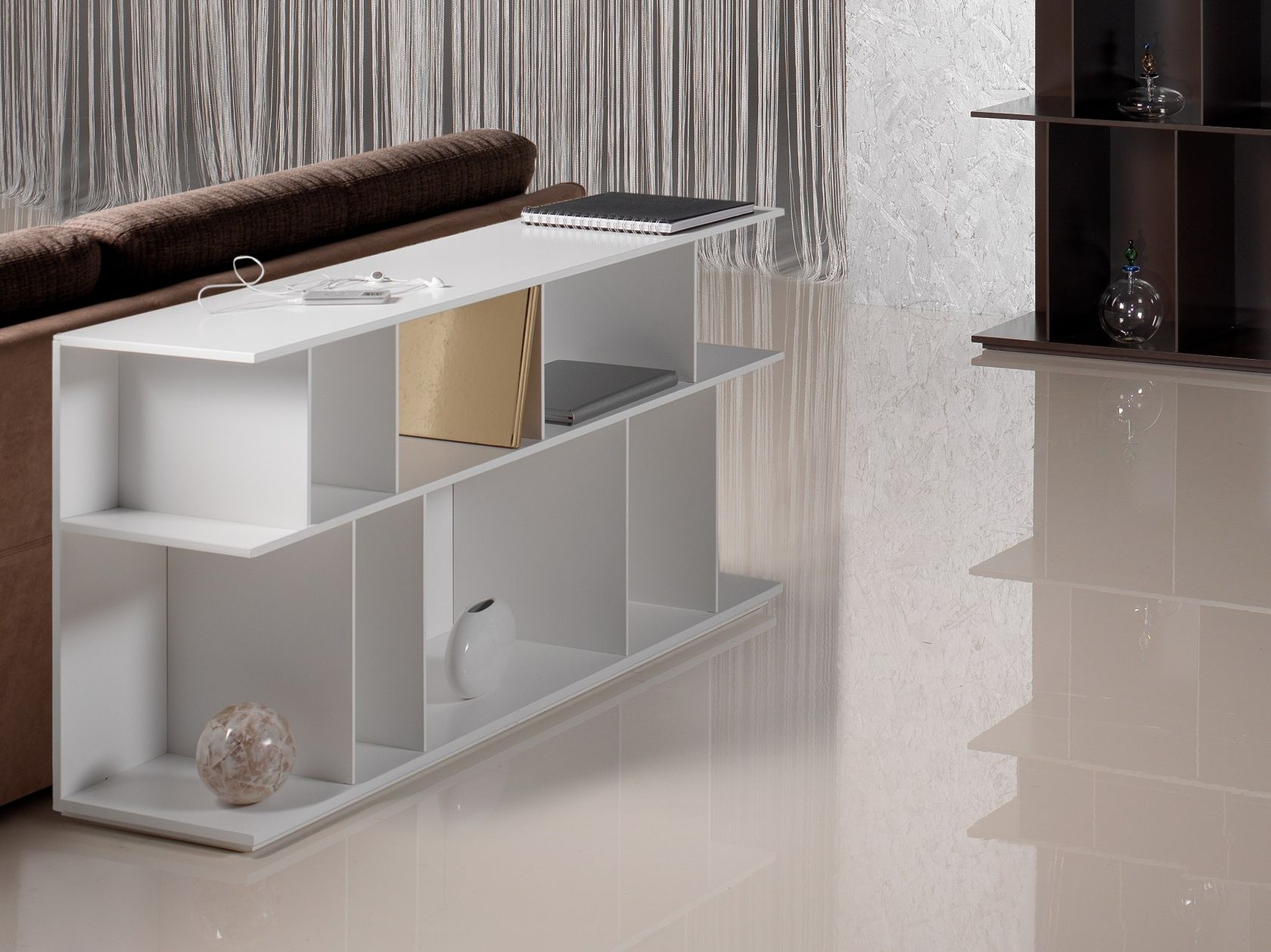 Open sectional lacquered MDF bookcase KUBO By IDEAS Group