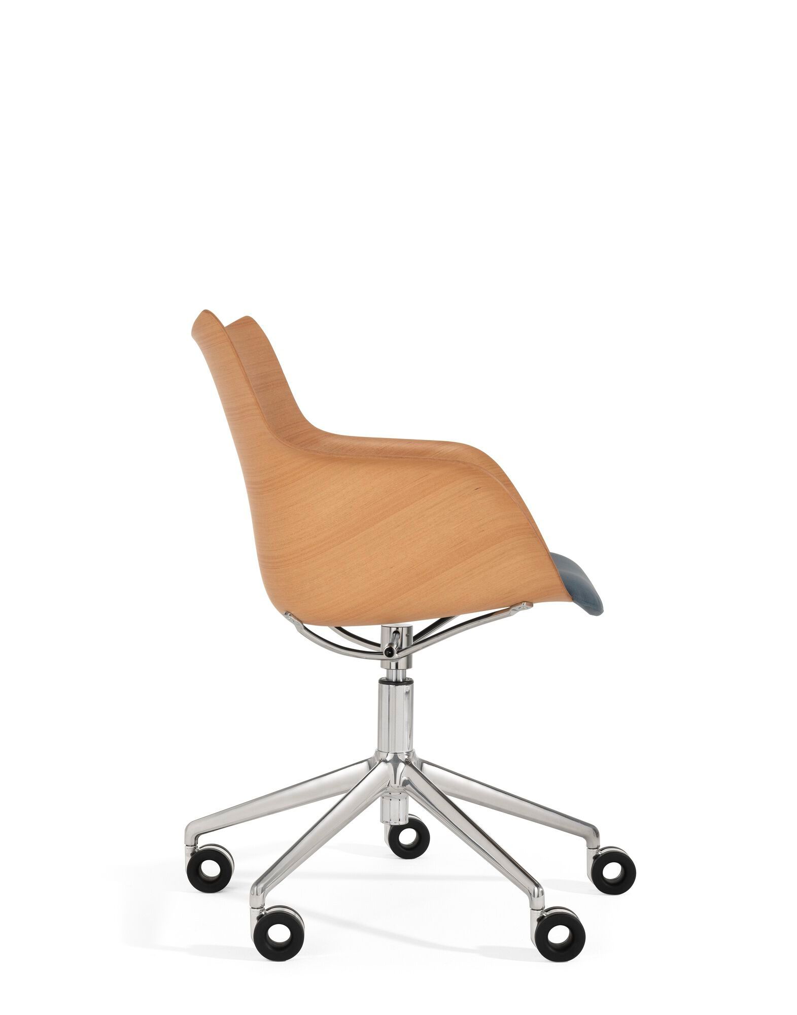 Q/WOOD SOFT Height-adjustable wood veneer chair with integrated cushion ...