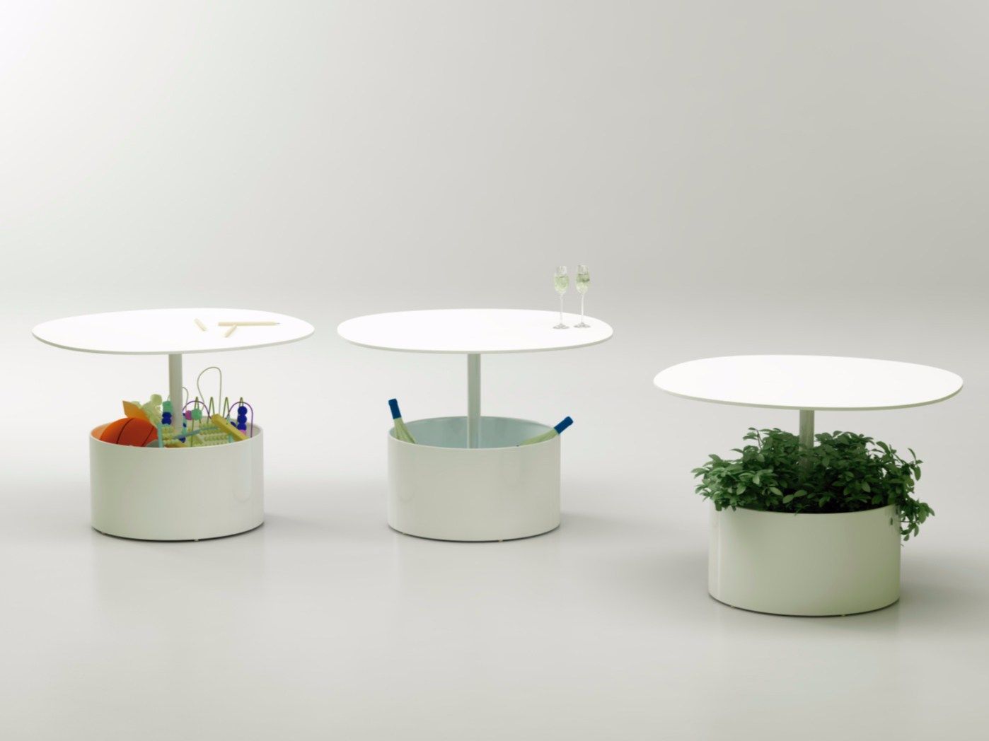 Round metal bistro side table with flowerpot LAURA By Systemtronic ...